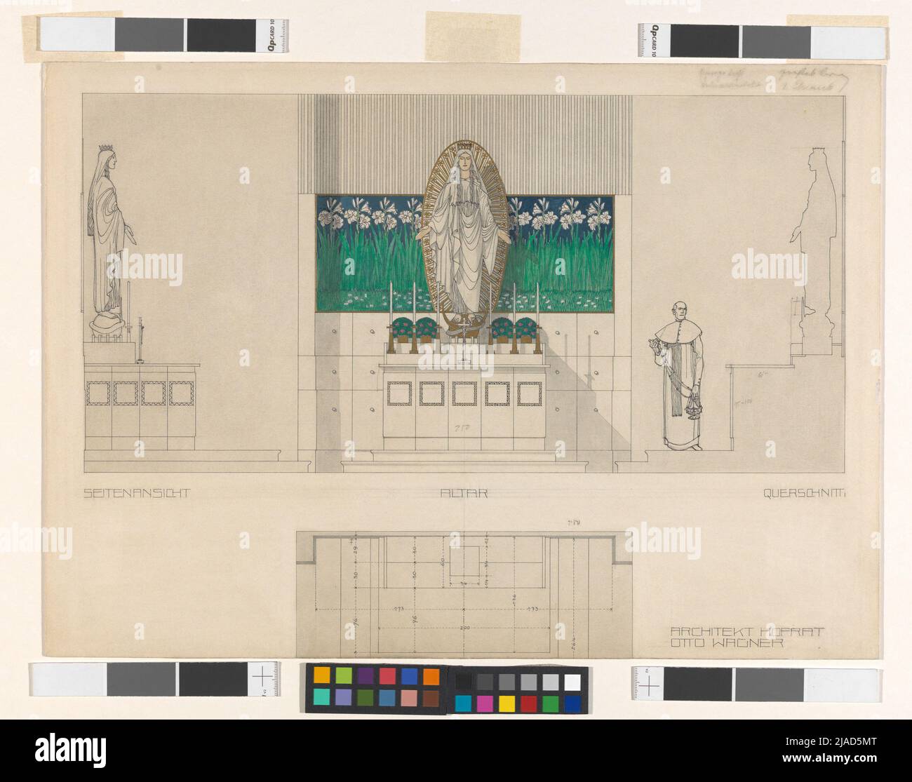 Church of St. Leopold am Steinhof, altar, floor plan, recovery, cut ...