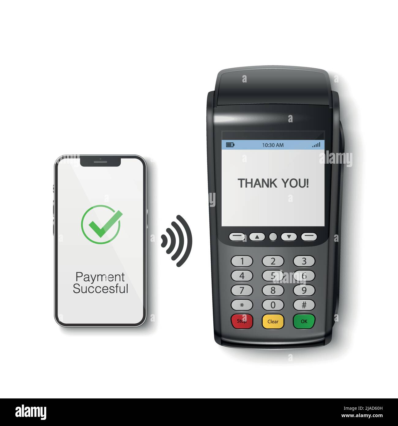 Vector 3d NFC Payment Machine and Smartphone. Payment Succesful ...