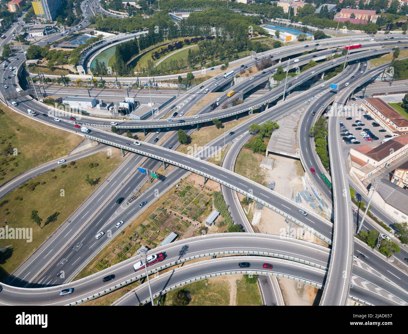 Image of car interchange of Barcelona Stock Photo - Alamy