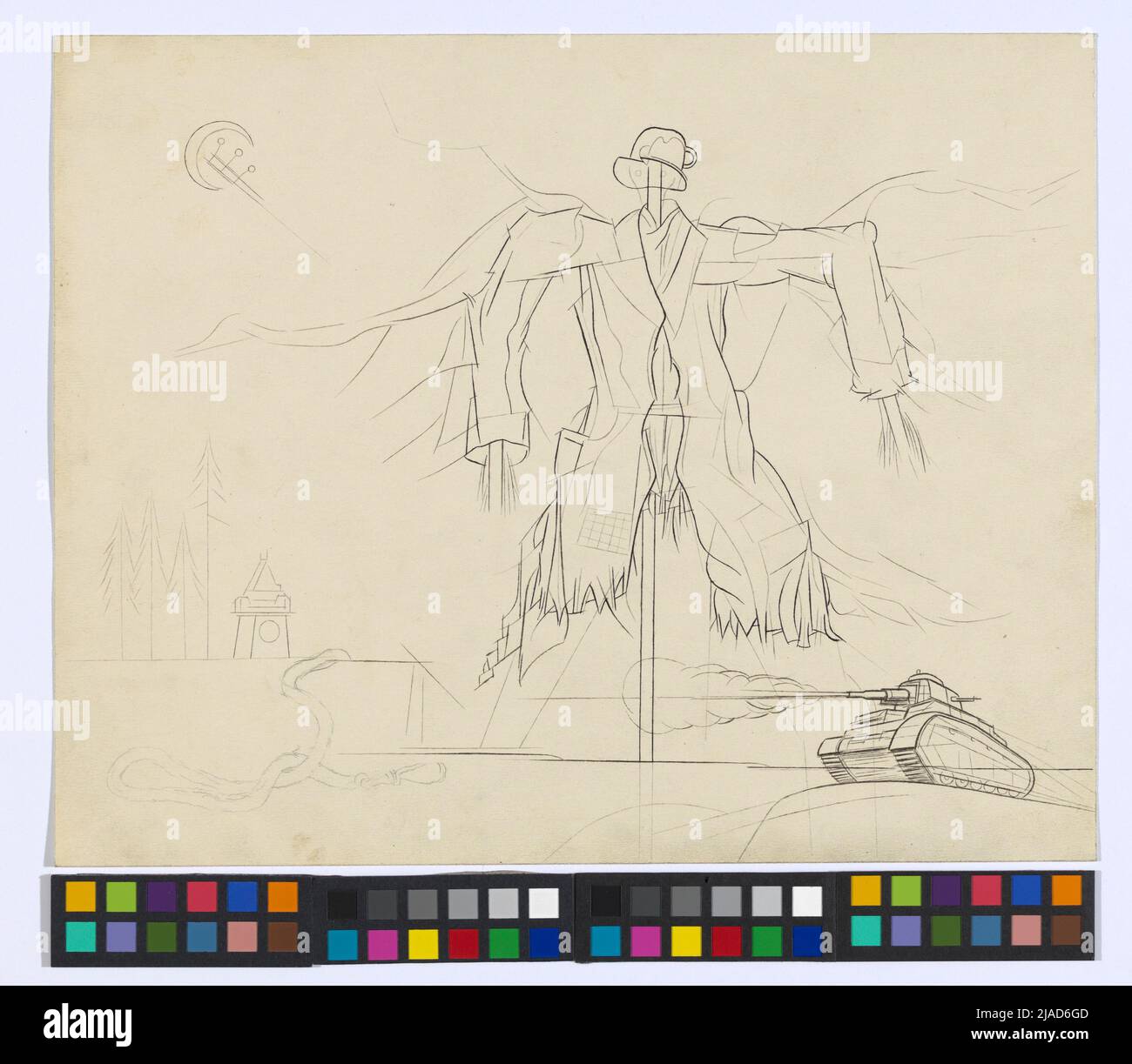 Without title (war grotesque, sketch). Karl Wiener (1901-1949), artist ...