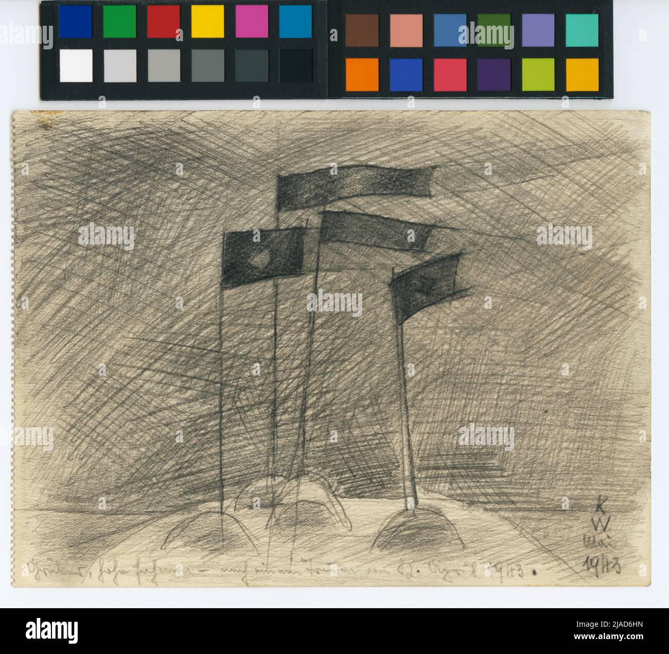 Graves, high flags. Karl Wiener (1901-1949), artist Stock Photo - Alamy