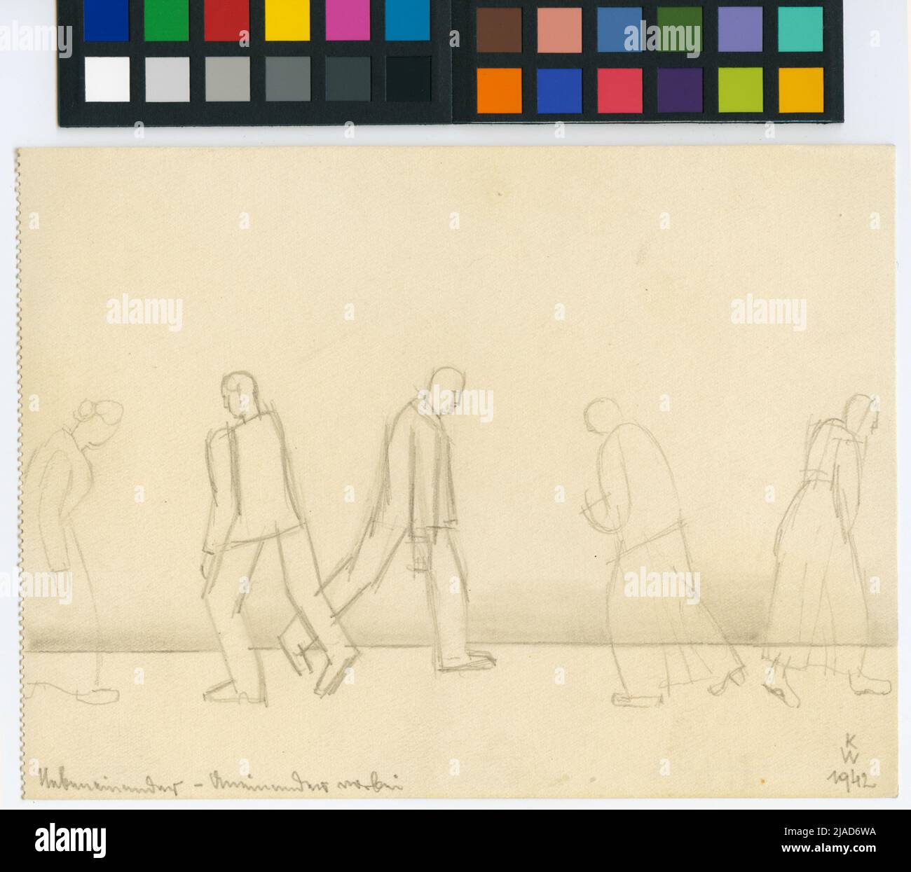Side by side - past each other "(pencil sketch). Karl Wiener (1901-1949 ...