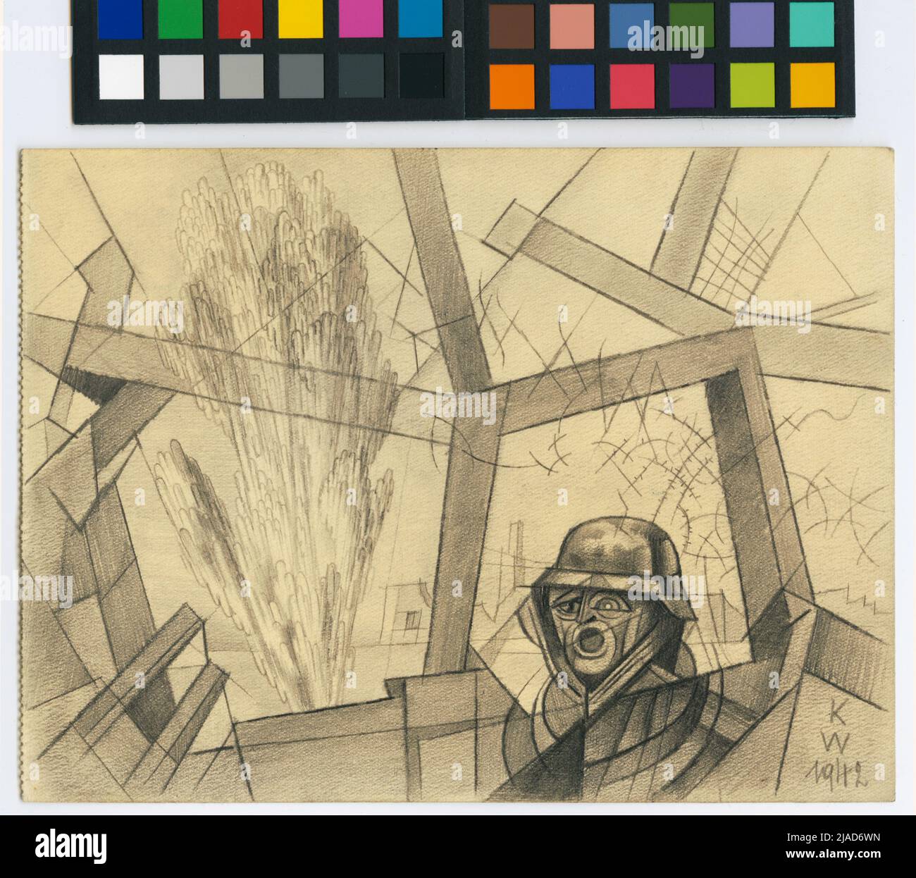 German soldier in the drum fire ". Karl Wiener (1901-1949), artist ...