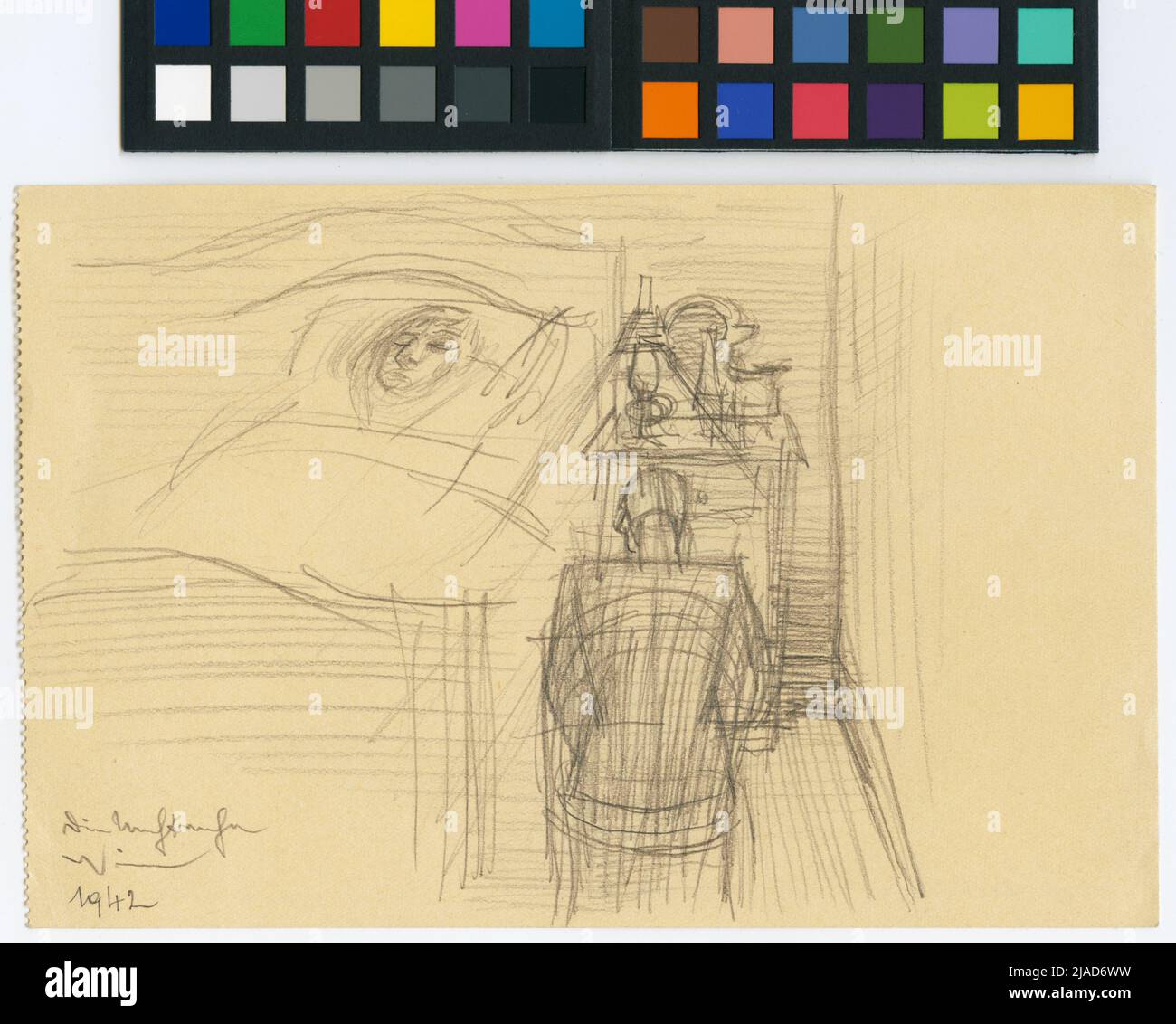 The night's rest "(pencil sketch). Karl Wiener (1901-1949), artist ...