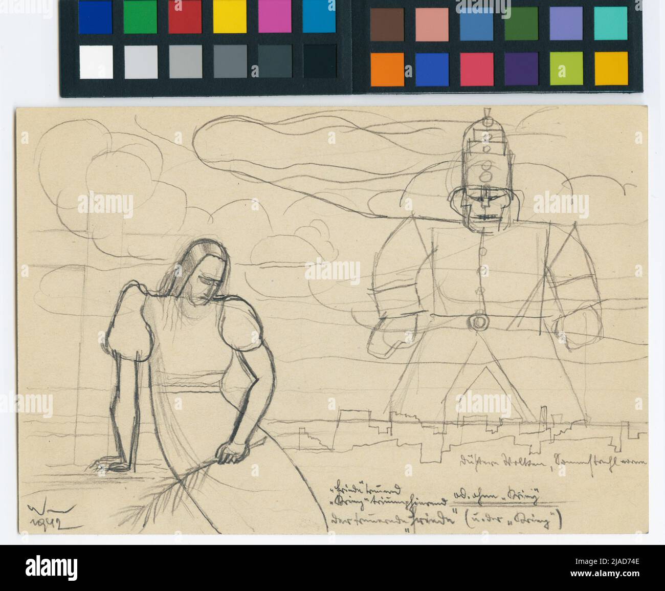 The grieving peace and the war "(pencil sketch). Karl Wiener (1901-1949 ...