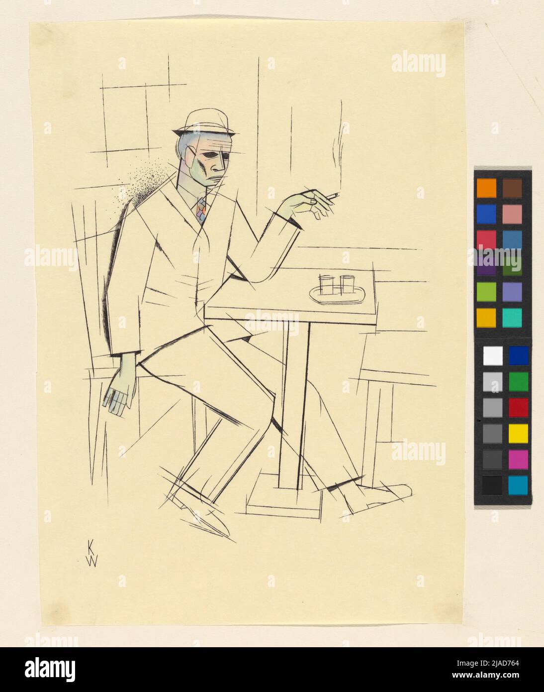 Without title (smoking man). Karl Wiener (1901-1949), artist Stock ...