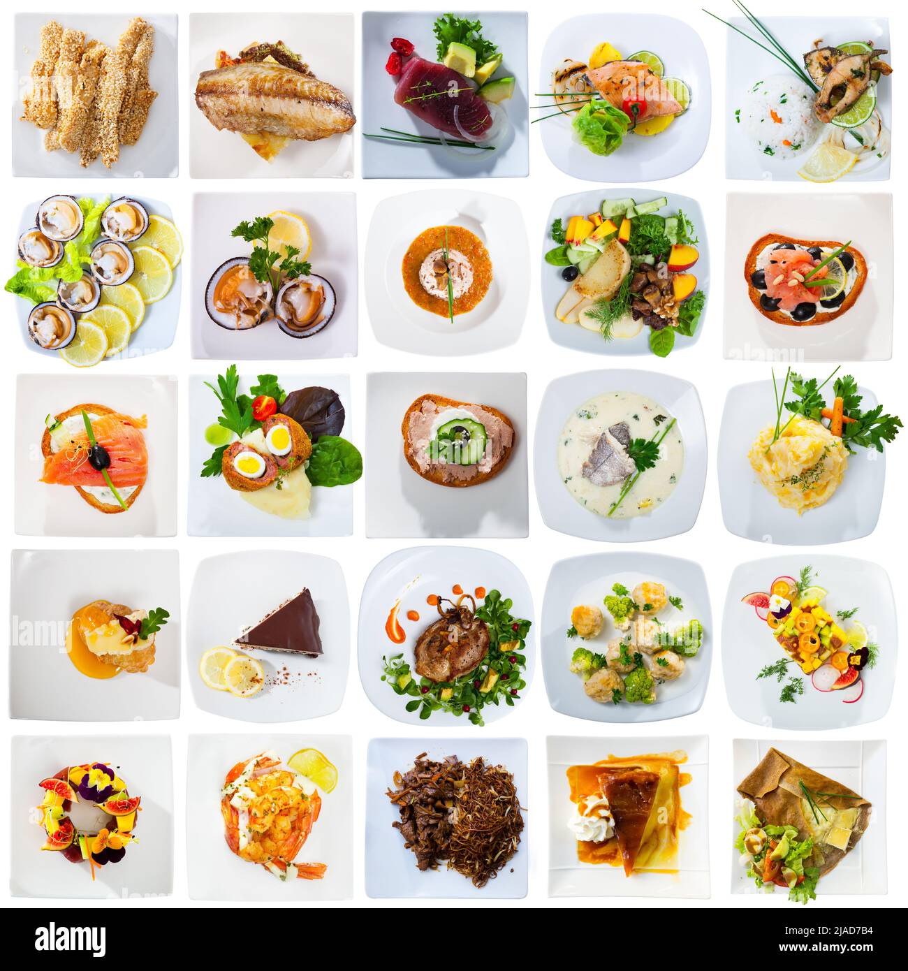 Set of various tasty meals isolated on a white background Stock Photo ...