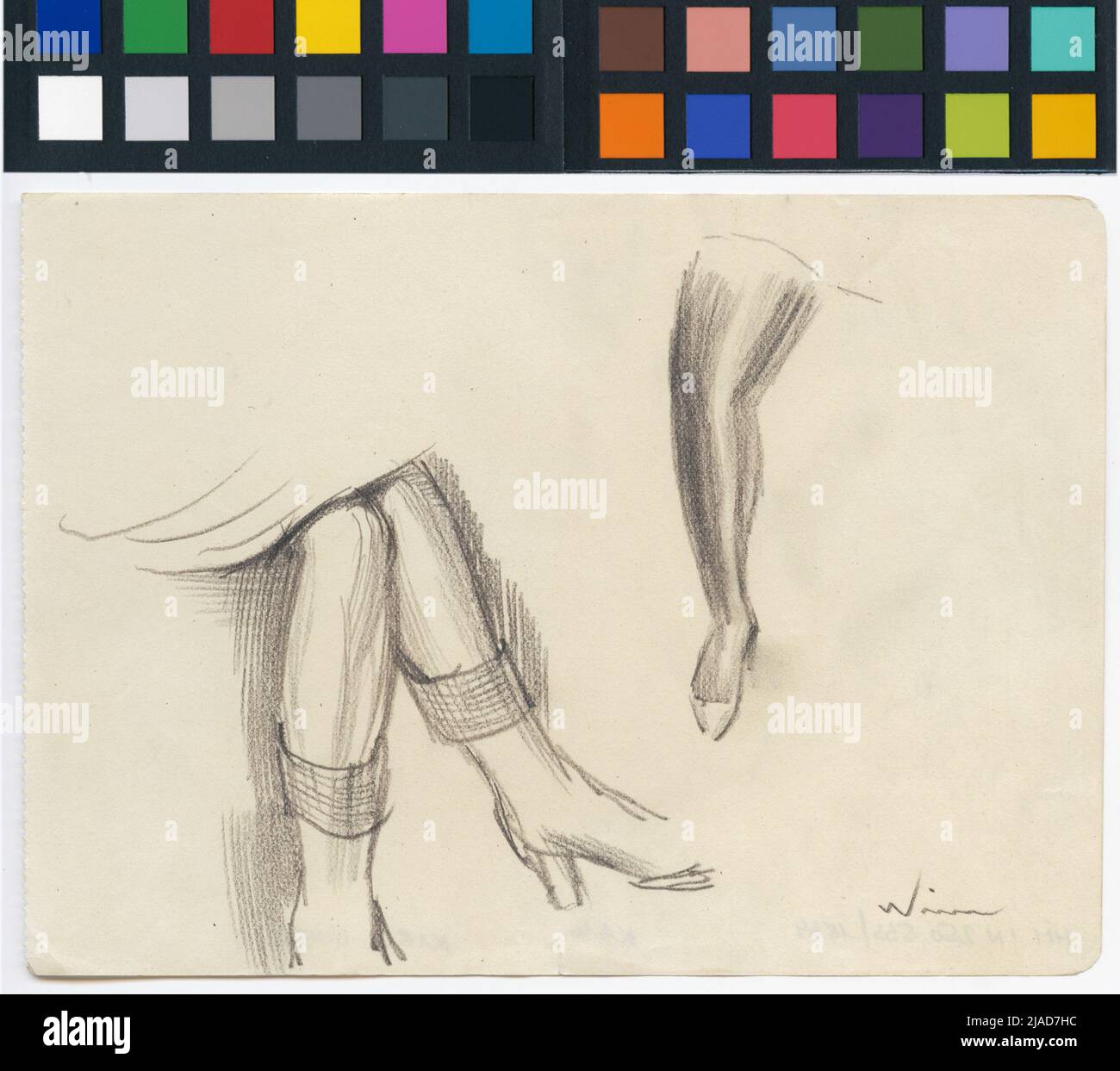 Pencil sketches (female legs). Karl Wiener (1901-1949), artist Stock ...