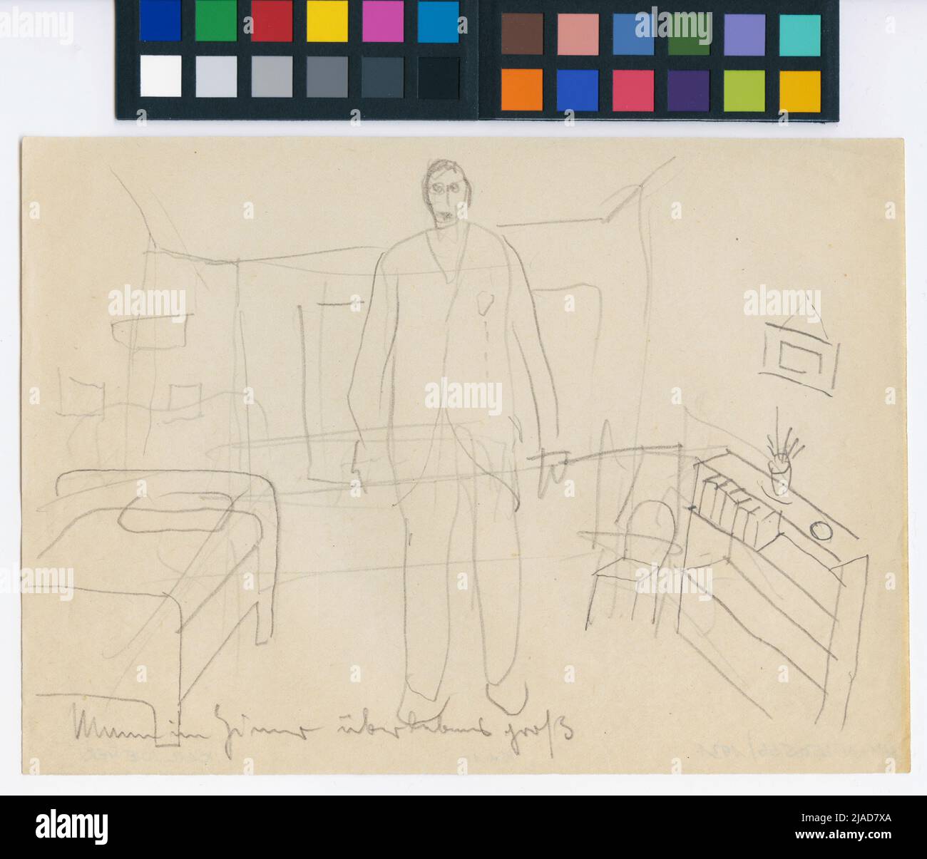 Man in the room survival "(pencil sketch). Karl Wiener (1901-1949 ...