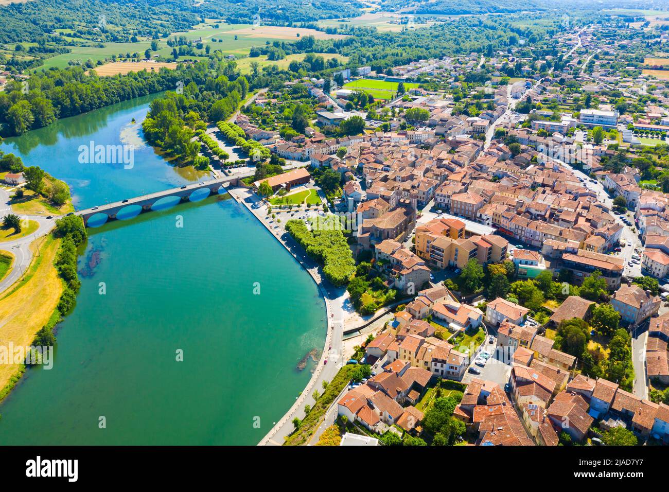 Aerial view of Cazeres cityscape Stock Photo - Alamy