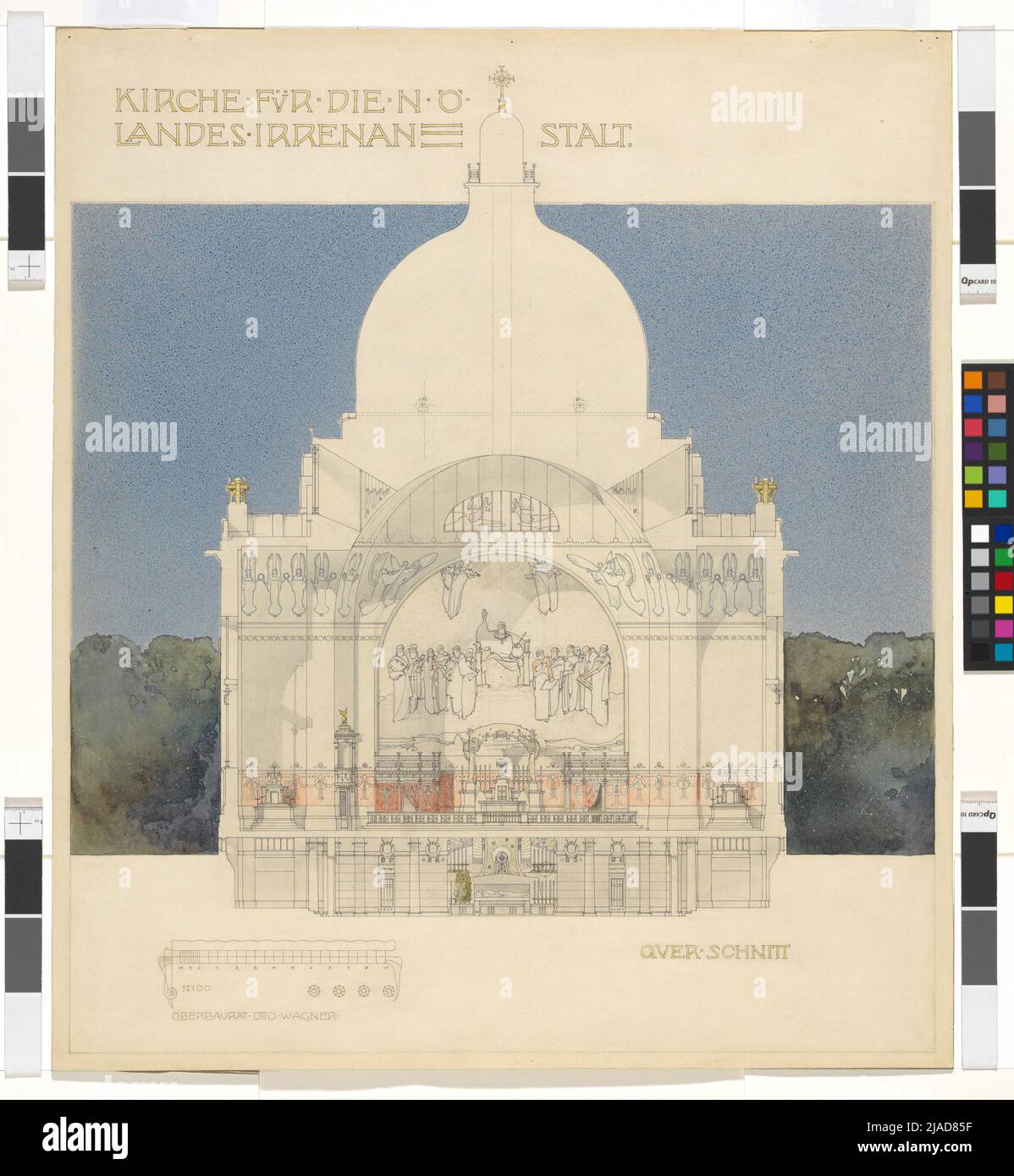 Church of St. Leopold am Steinhof, competitive project, cross -section ...