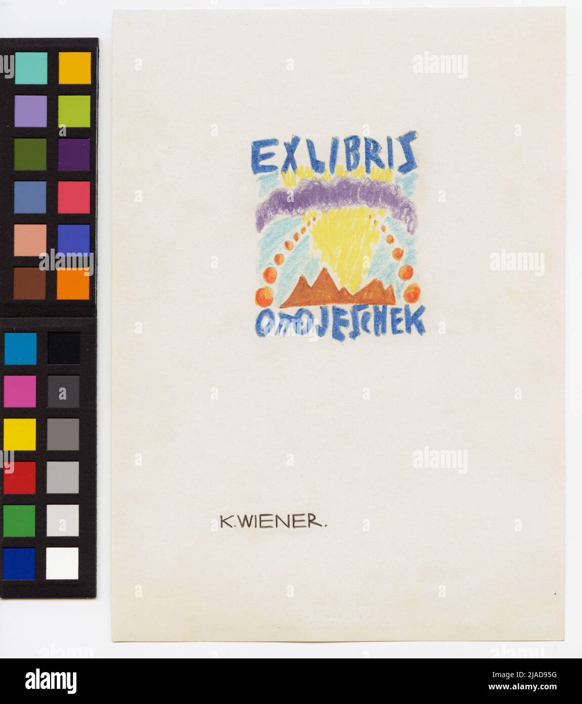 Ex Libris design Otto Jeschek. Karl Wiener (1901-1949), artist Stock ...