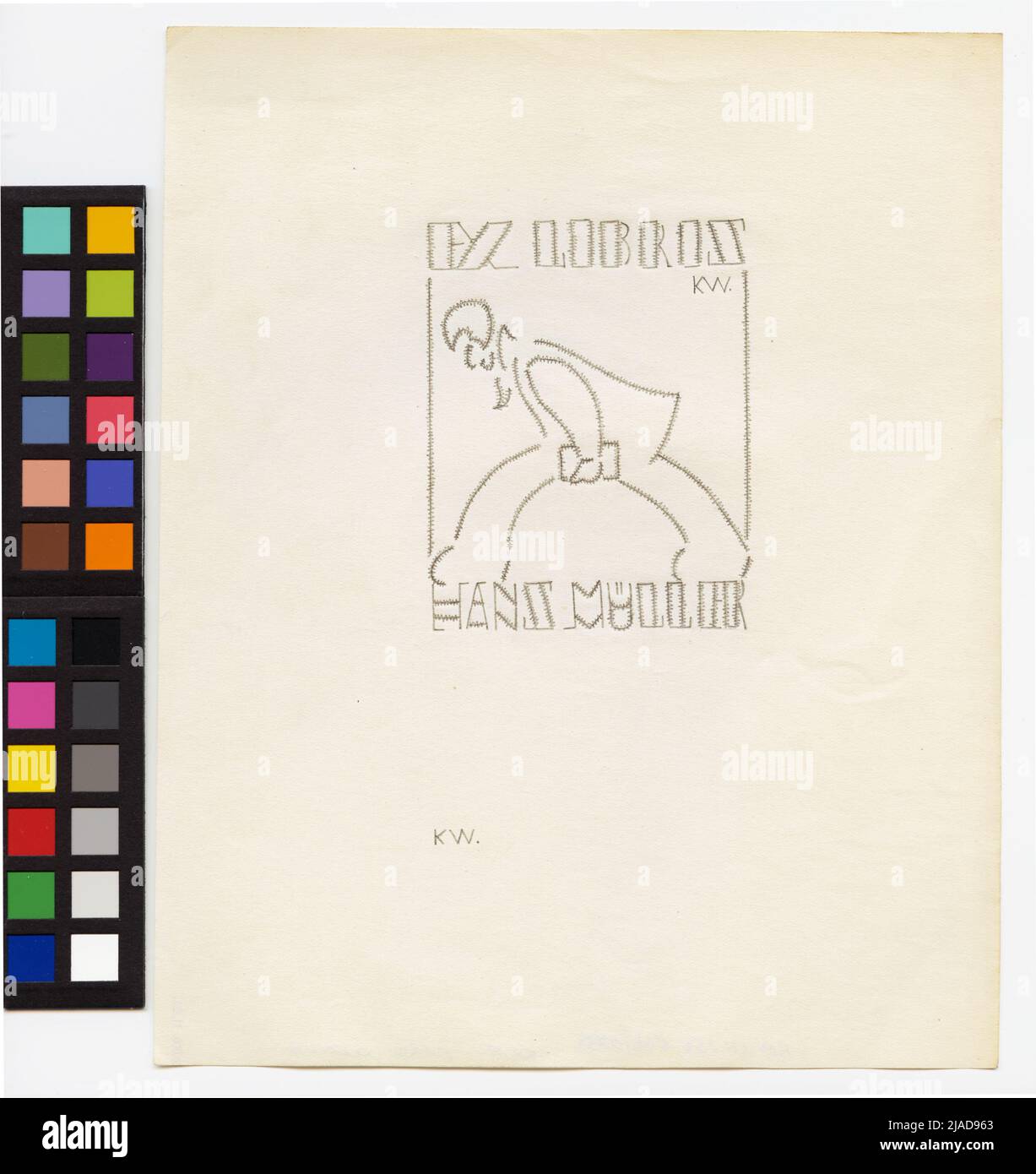 Ex Libris design Hans Müller. Karl Wiener (1901-1949), artist Stock ...