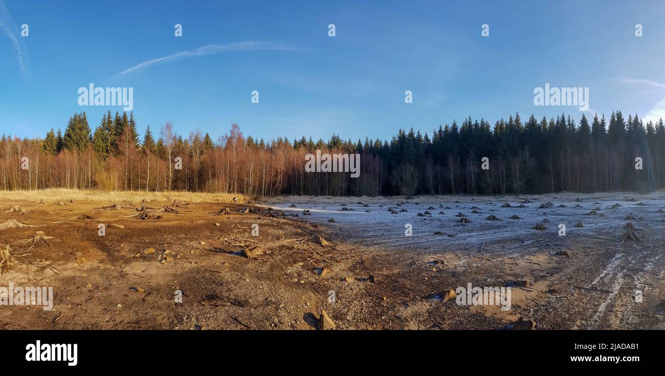 Panoramic landscape view of rolling hills, forests, and fields under ...