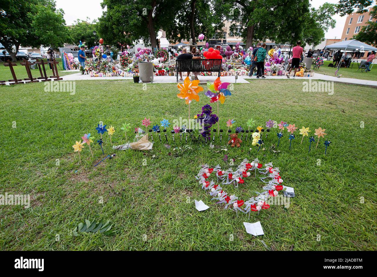 May 29, 2022: Crosses bear the names of the shooting victims in the ...