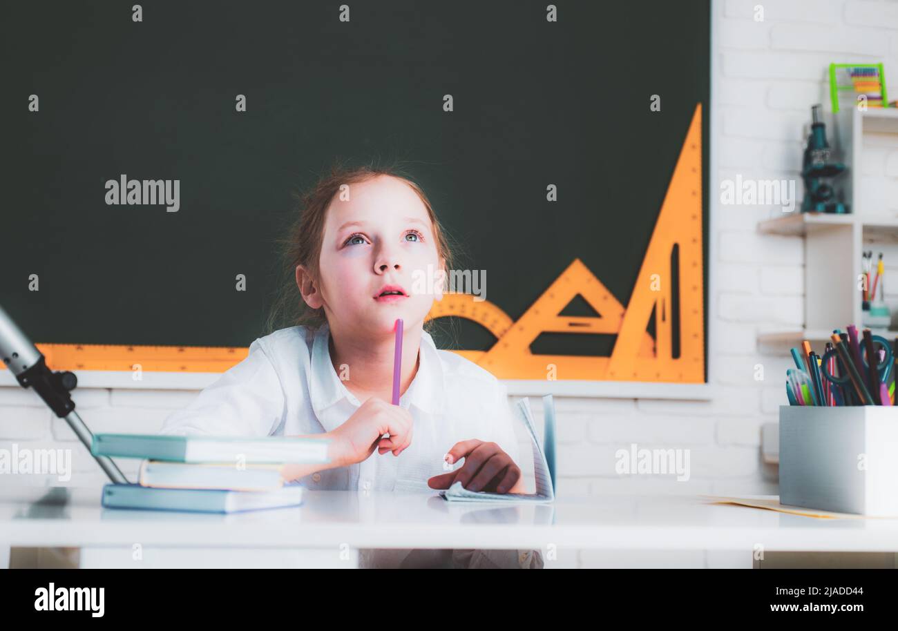 School kids. Cute pupil schooling work. Happy school kids at lesson ...