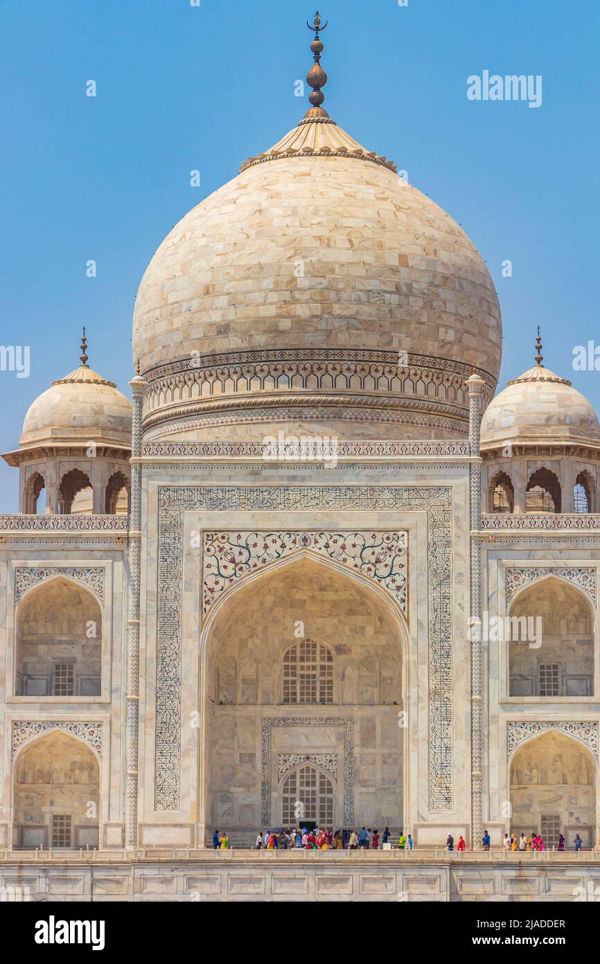 Taj Mahal in Agra India Mogul marble mausoleum and panorama of the ...