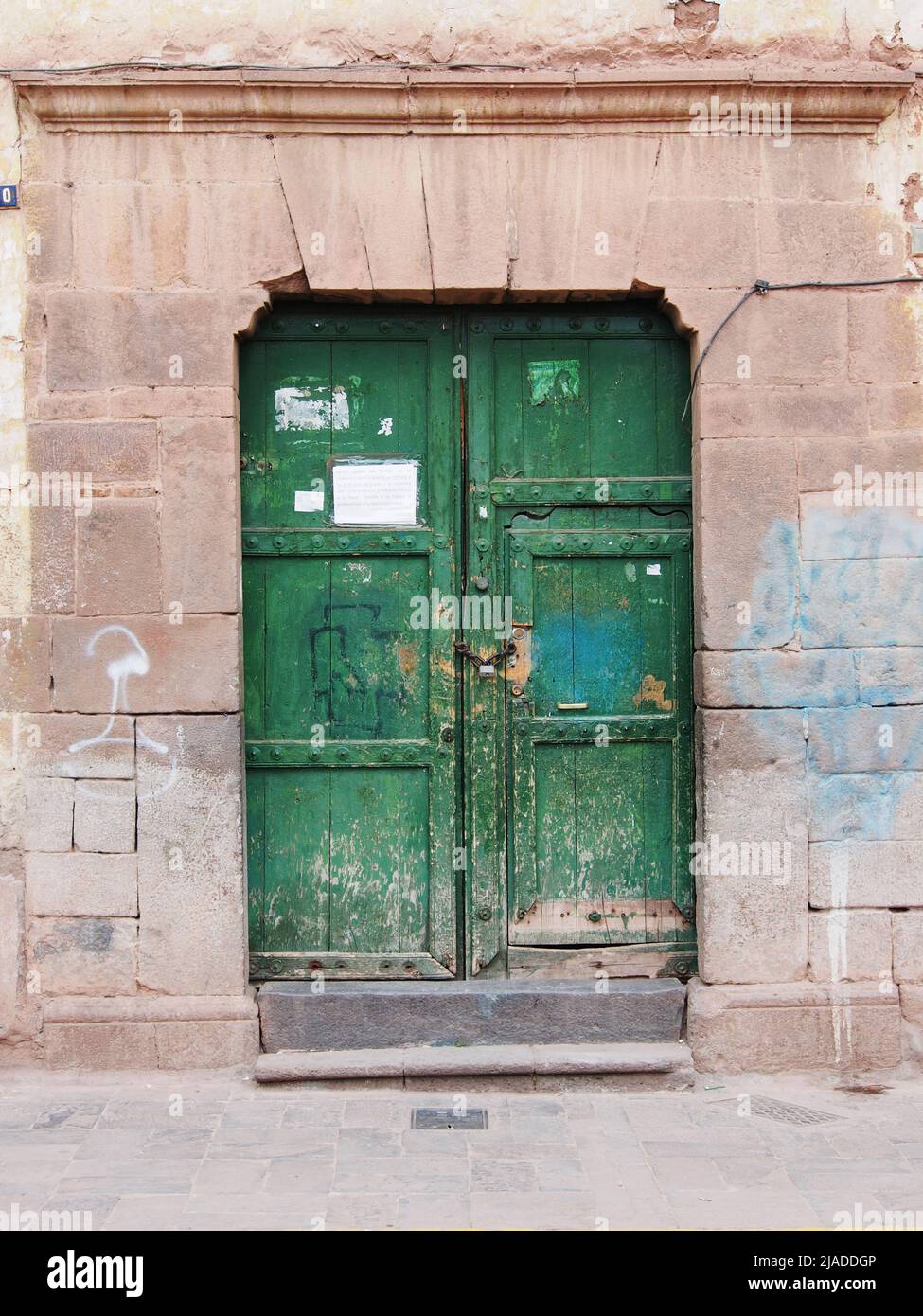 Old Cusco colonial style stone gate and doorway Stock Photo - Alamy
