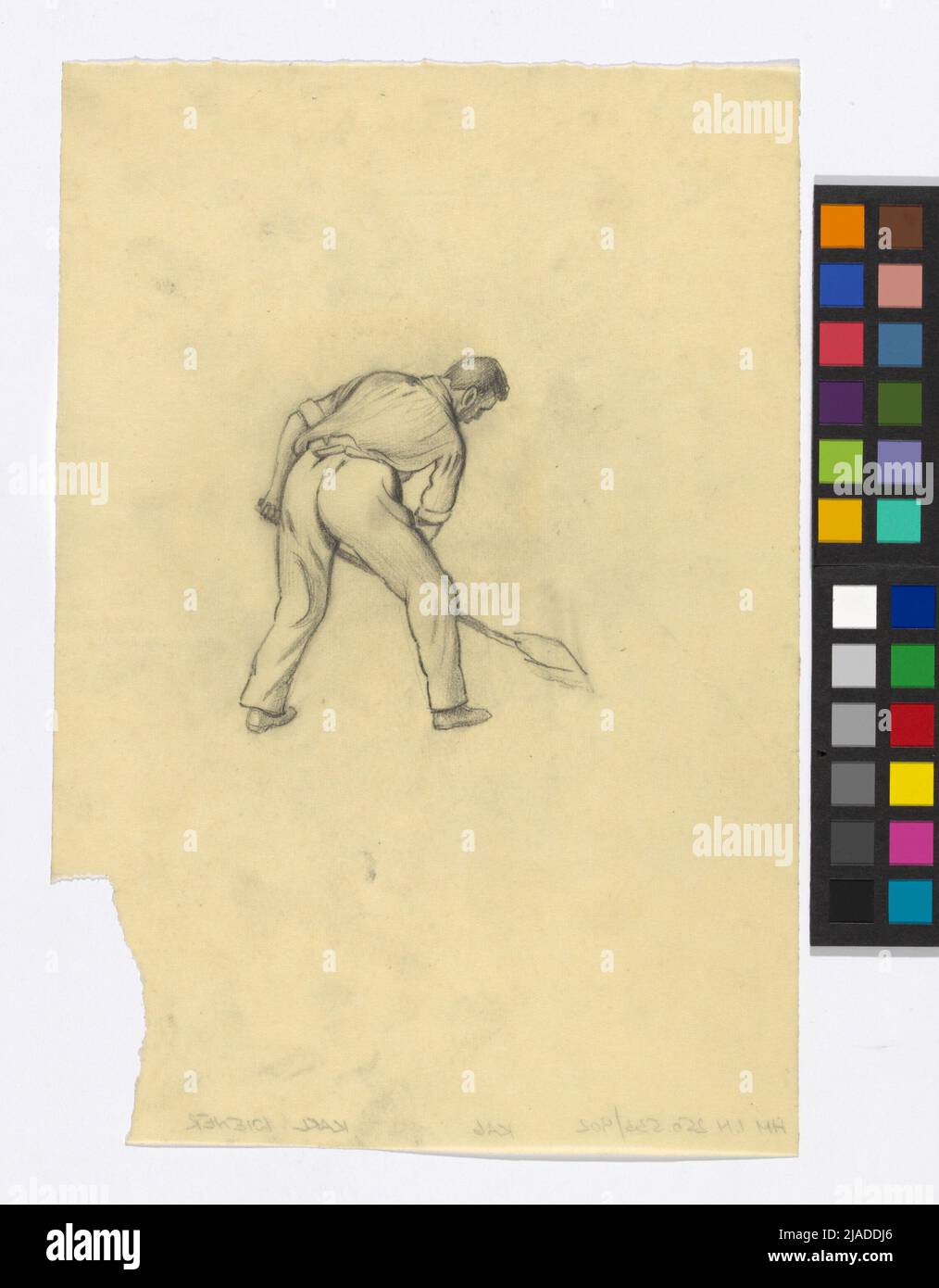 Single figure (man with shovel). Karl Wiener (1901-1949), artist Stock ...