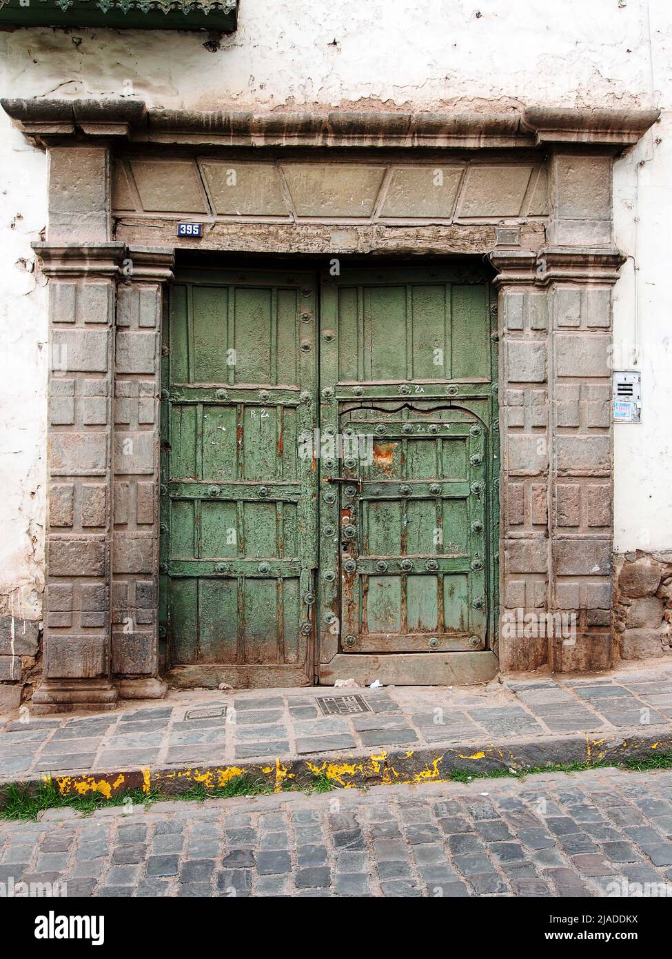 Old Cusco colonial style stone gate and doorway Stock Photo - Alamy