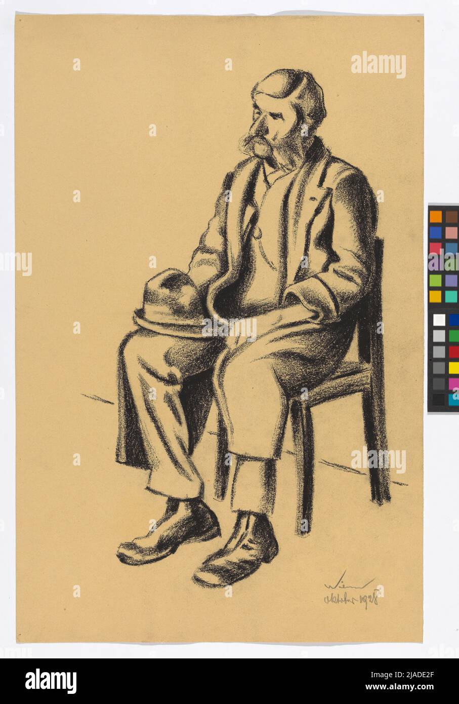 Single figure (sitting man). Karl Wiener (1901-1949), artist Stock ...