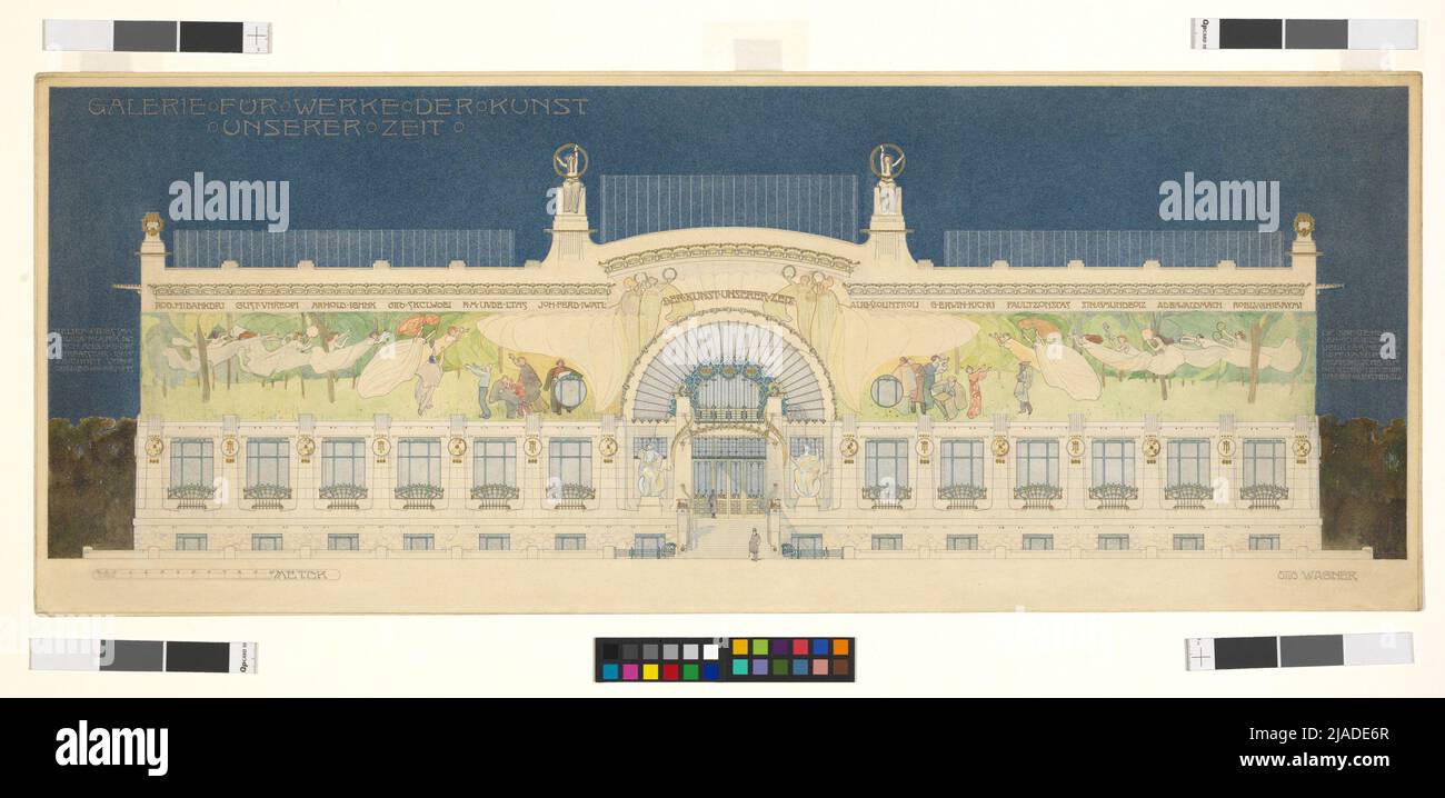 Modern gallery, main facade, outline. Otto Wagner (1841-1918 ...