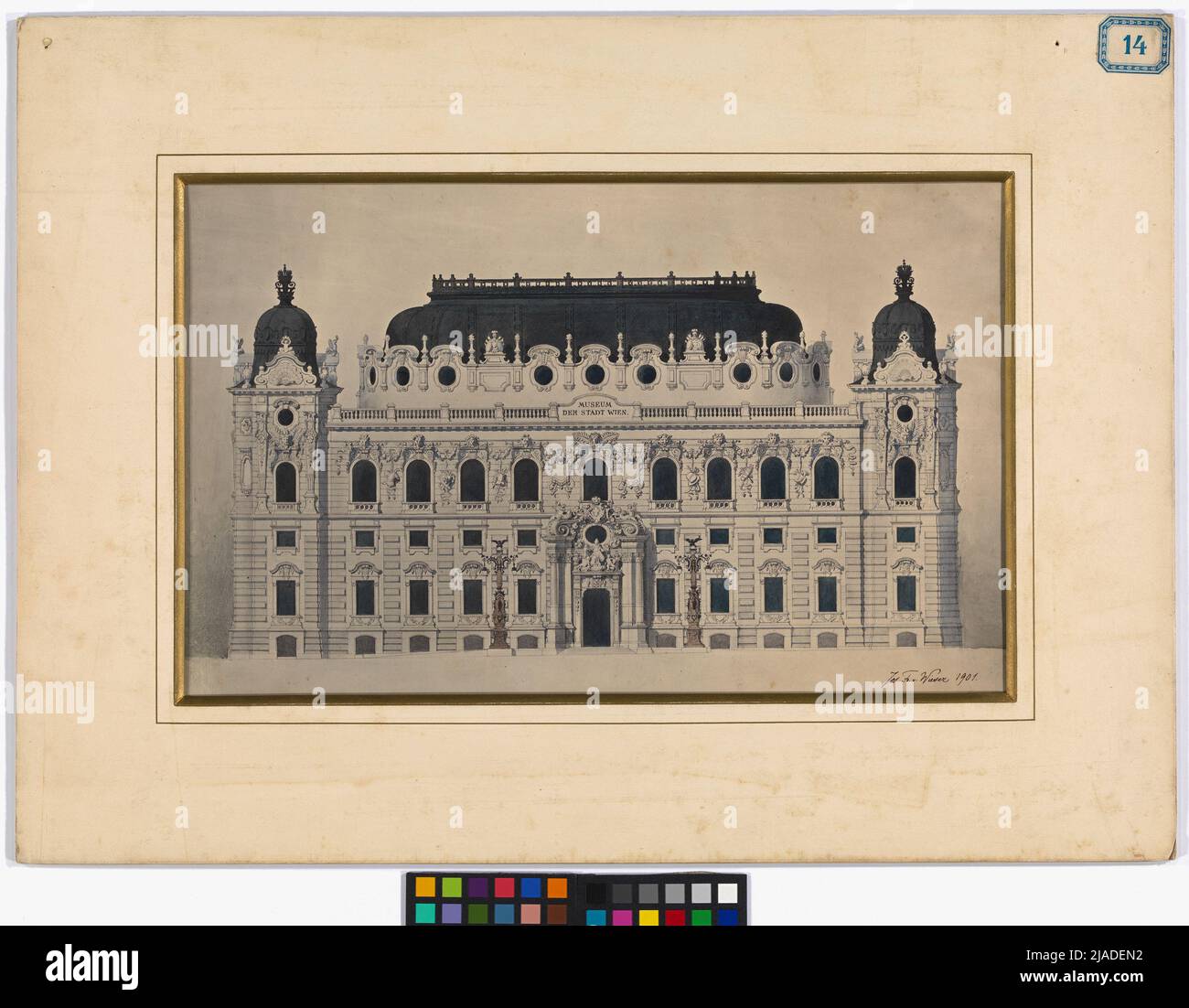 Competition draft Emperor Franz Joseph City Museum, main facade, tort ...