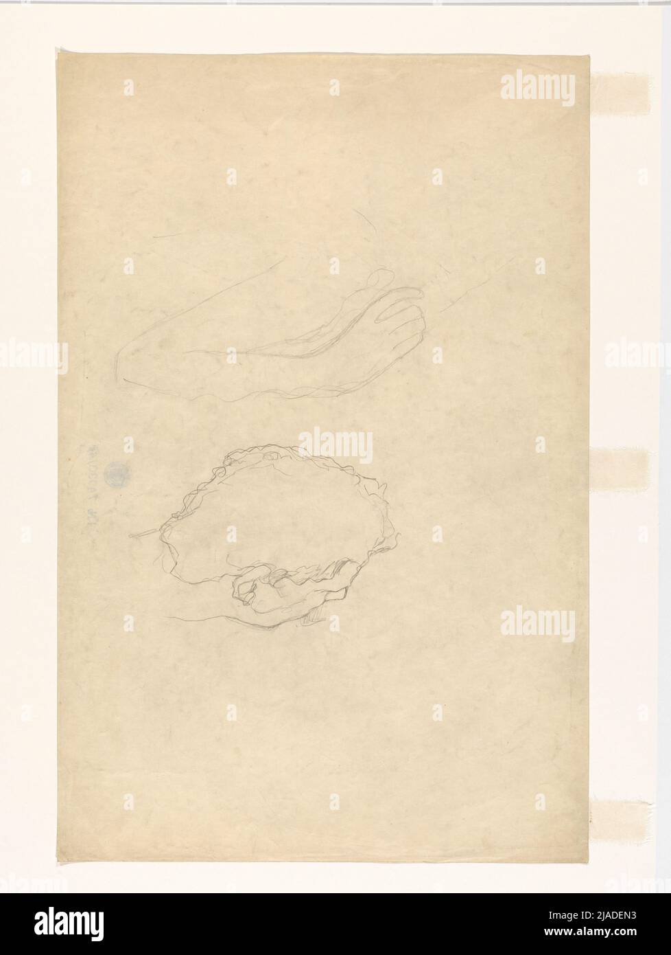A man's head study, upper and forearm. Gustav Klimt (1862-1918), artist ...