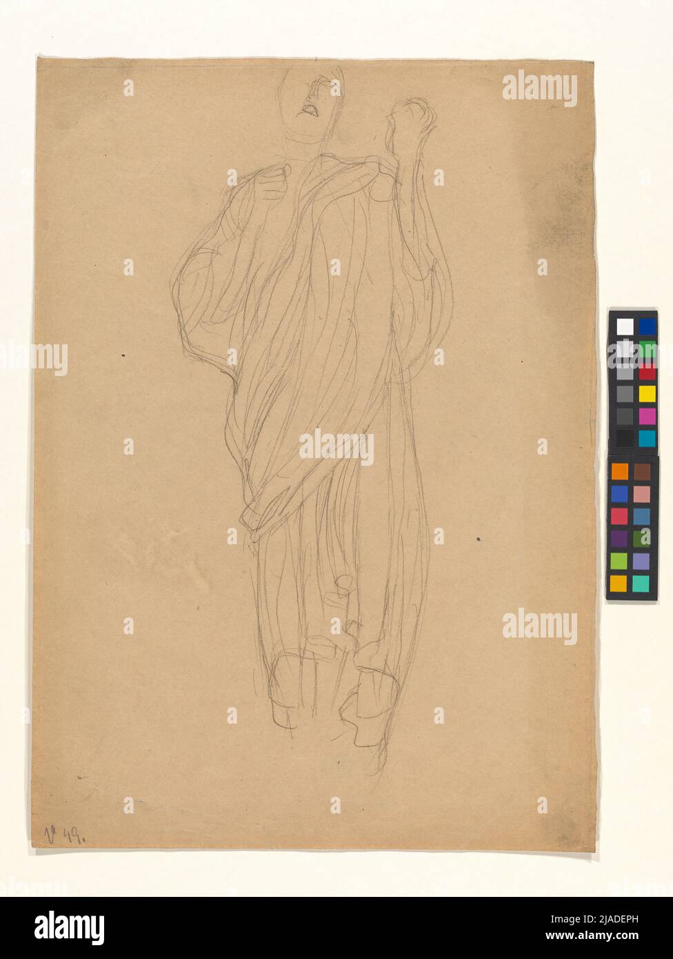 Standing figure in a long draped robe. Gustav Klimt (1862-1918), artist ...