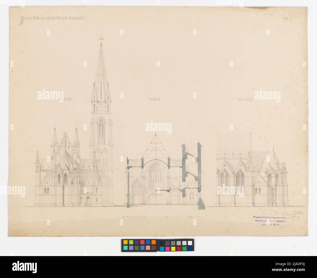 Catholic parish church of Dortmund, choir view, cross -section, side ...