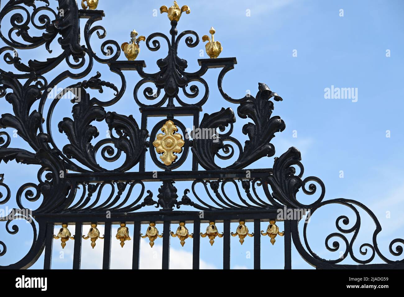Close up of the decorative wrought iron gate outside of Tryon Palace in ...