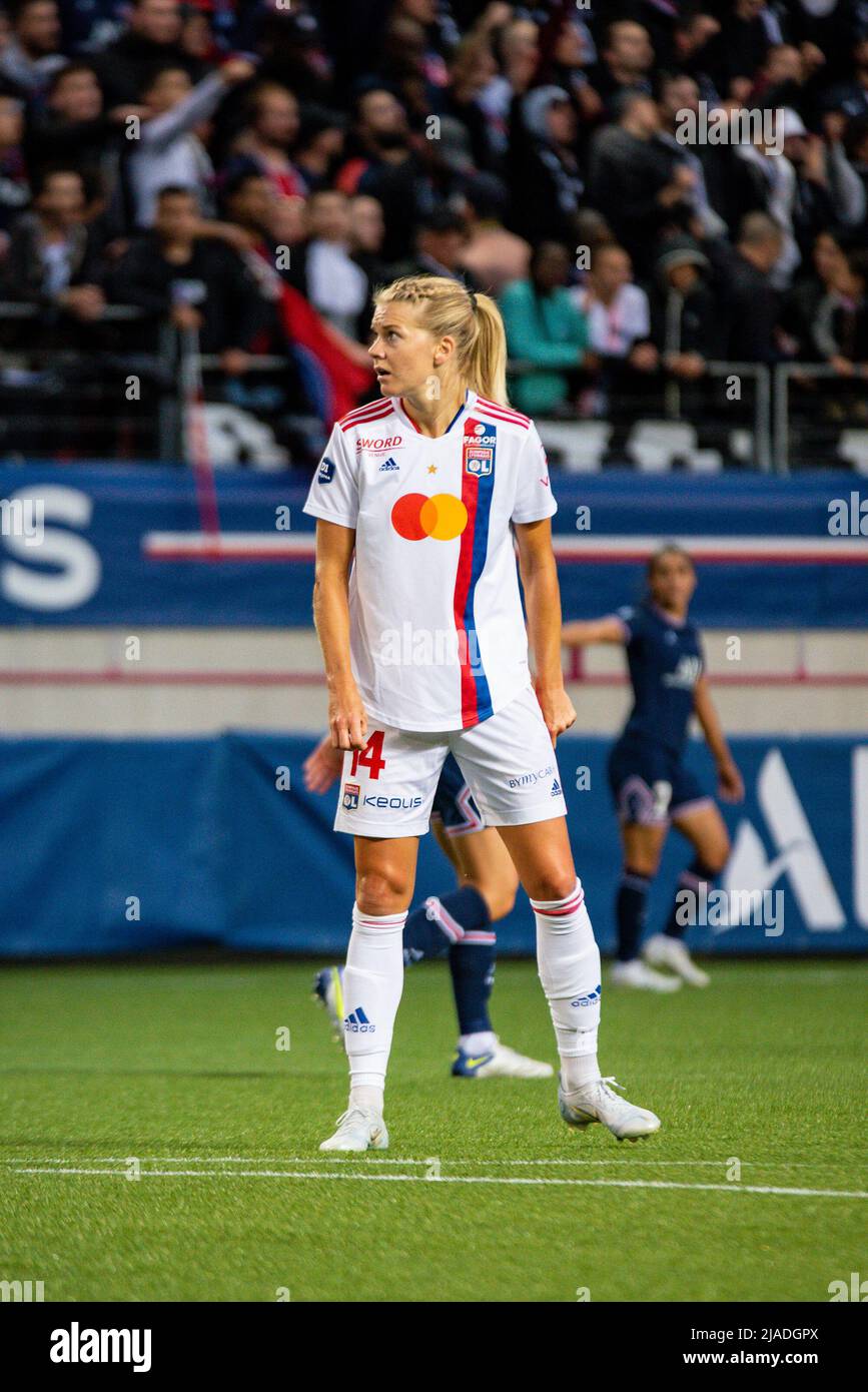 Ada Hegerberg of Olympique Lyonnais reacts during the Women's French ...