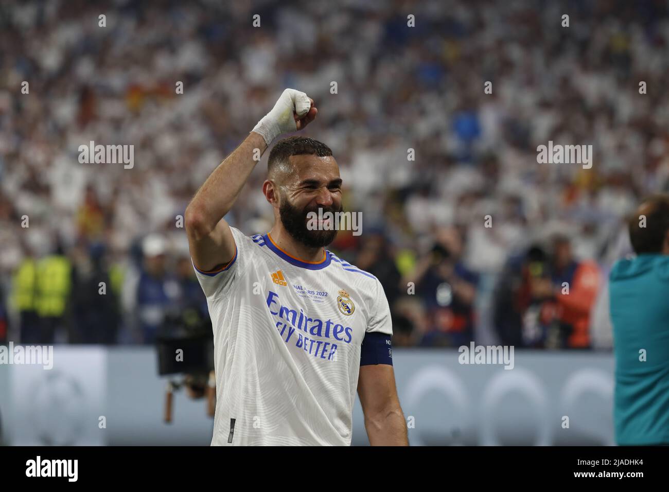 Karim Benzema of Real Madrid celebrates after the UEFA Champions League ...