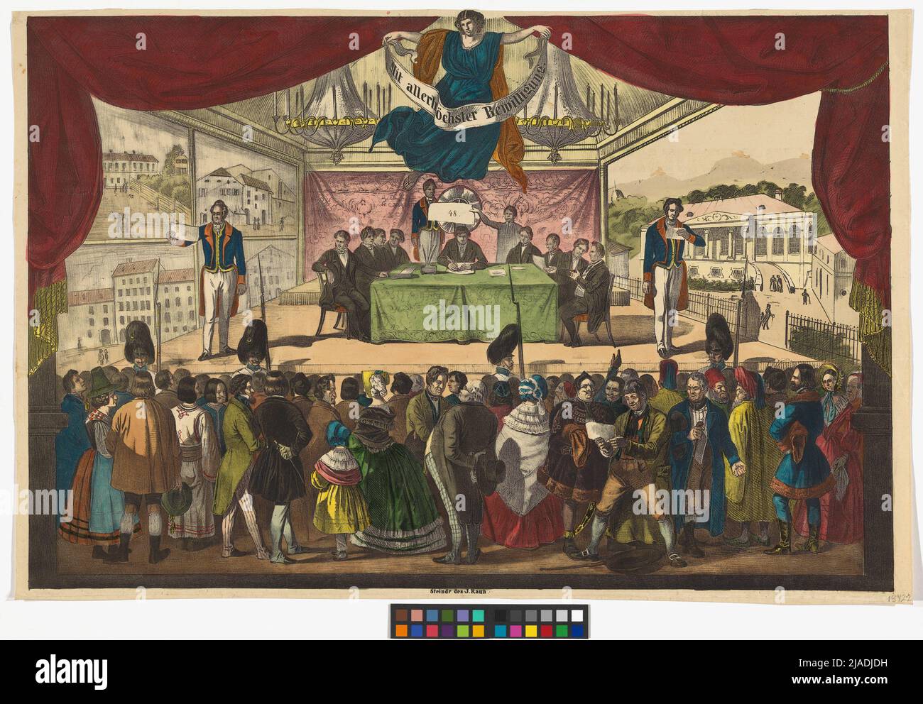 Fragment of a playing sheet with representation of a lottery education ...