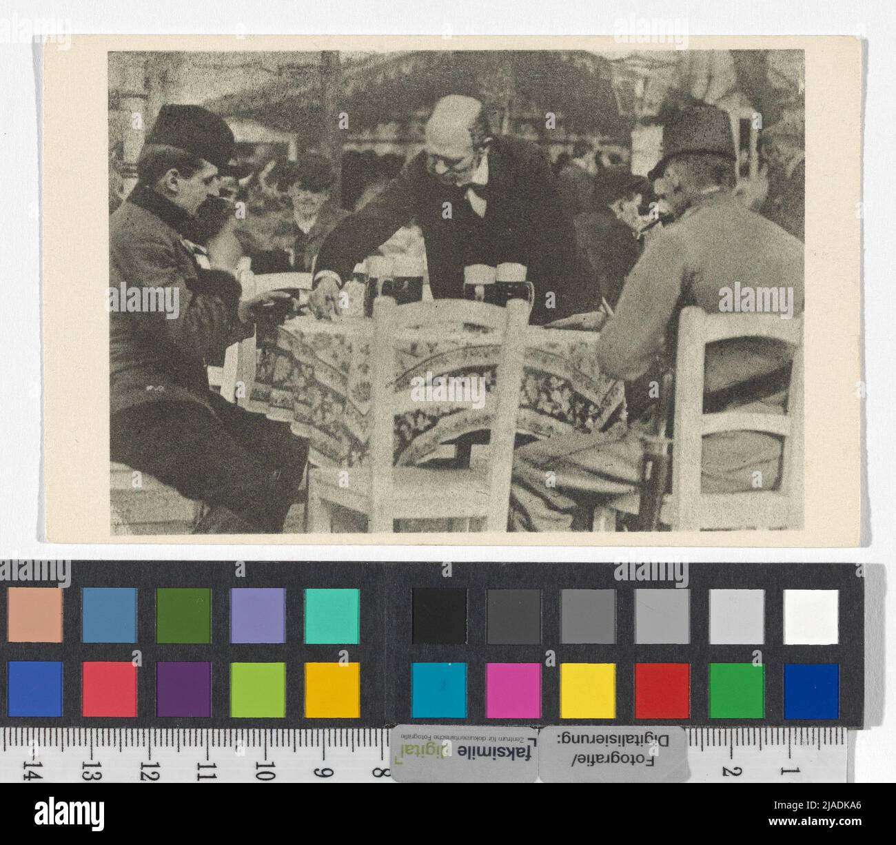 Viennese guys and street pictures ": Gast garden scene, Ober, soldier ...