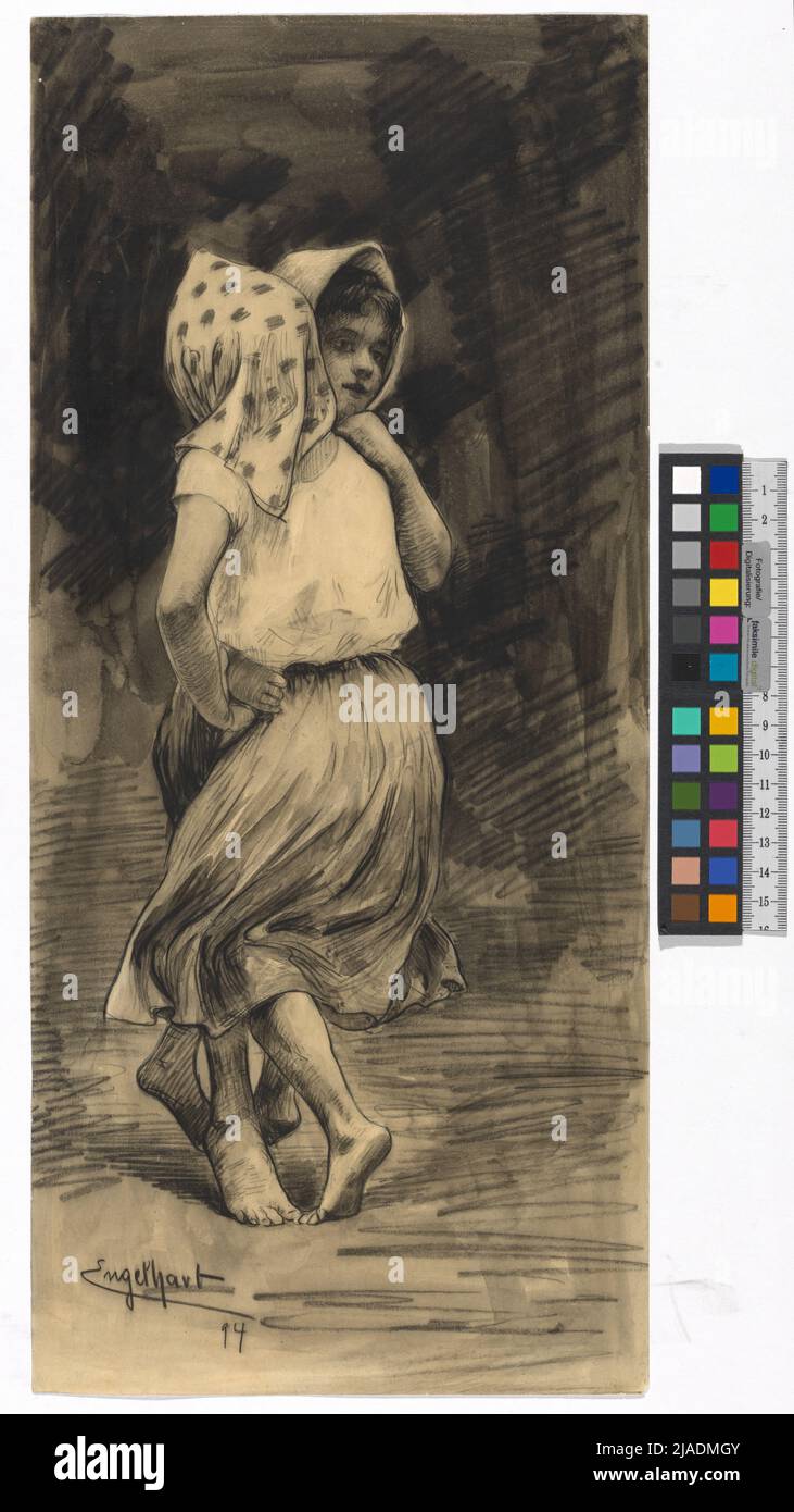 Dancing laundry girl. Josef Engelhart (1864-1941), artist Stock Photo ...