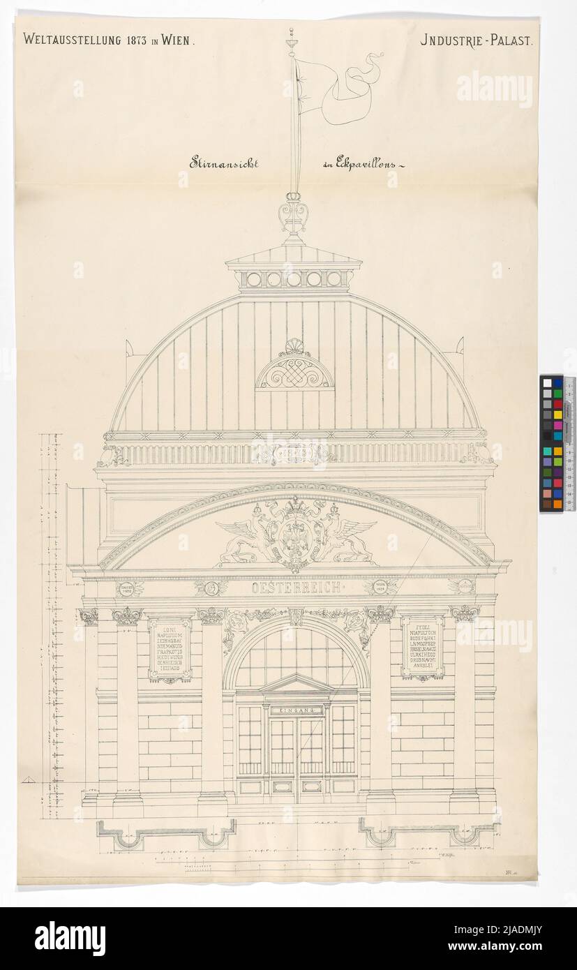 Wiener World Exhibition 1873: Industrial Palace, head view of the ...