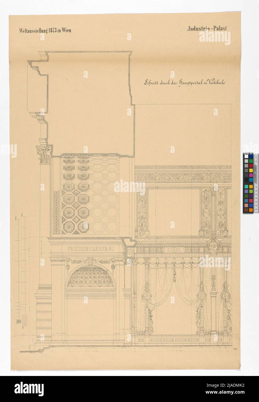 Wiener World Exhibition 1873: Industrial Palace, cut through the main ...