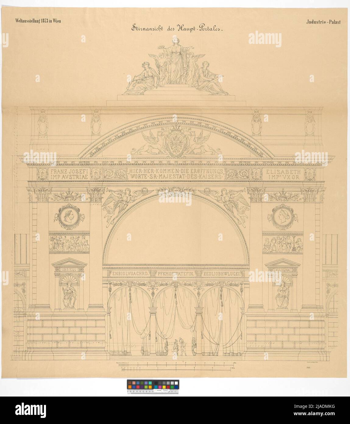 Wiener World Exhibition 1873: Industrial Palace, head view of the main ...