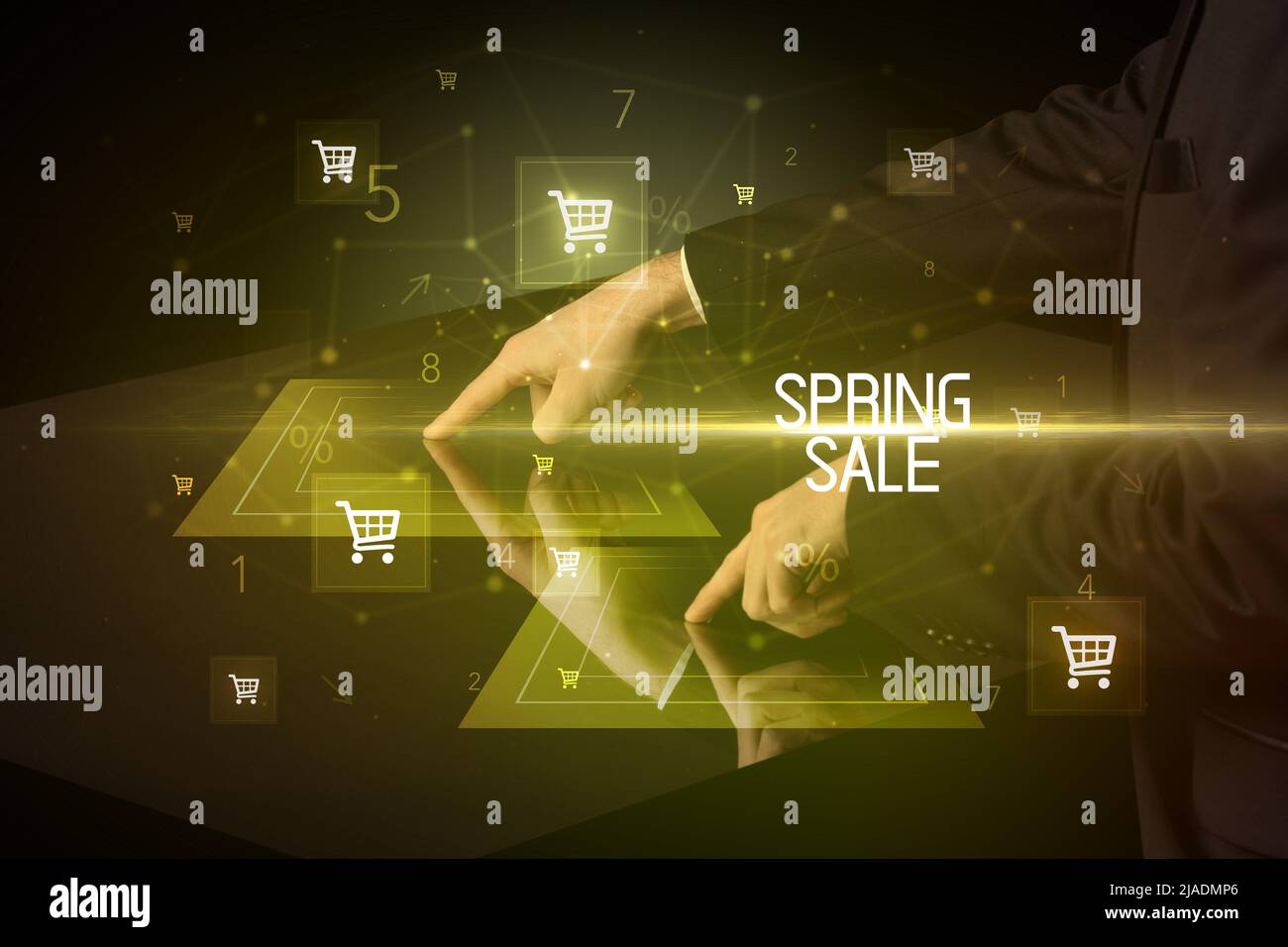 Online shopping concept with shopping cart icons Stock Photo - Alamy