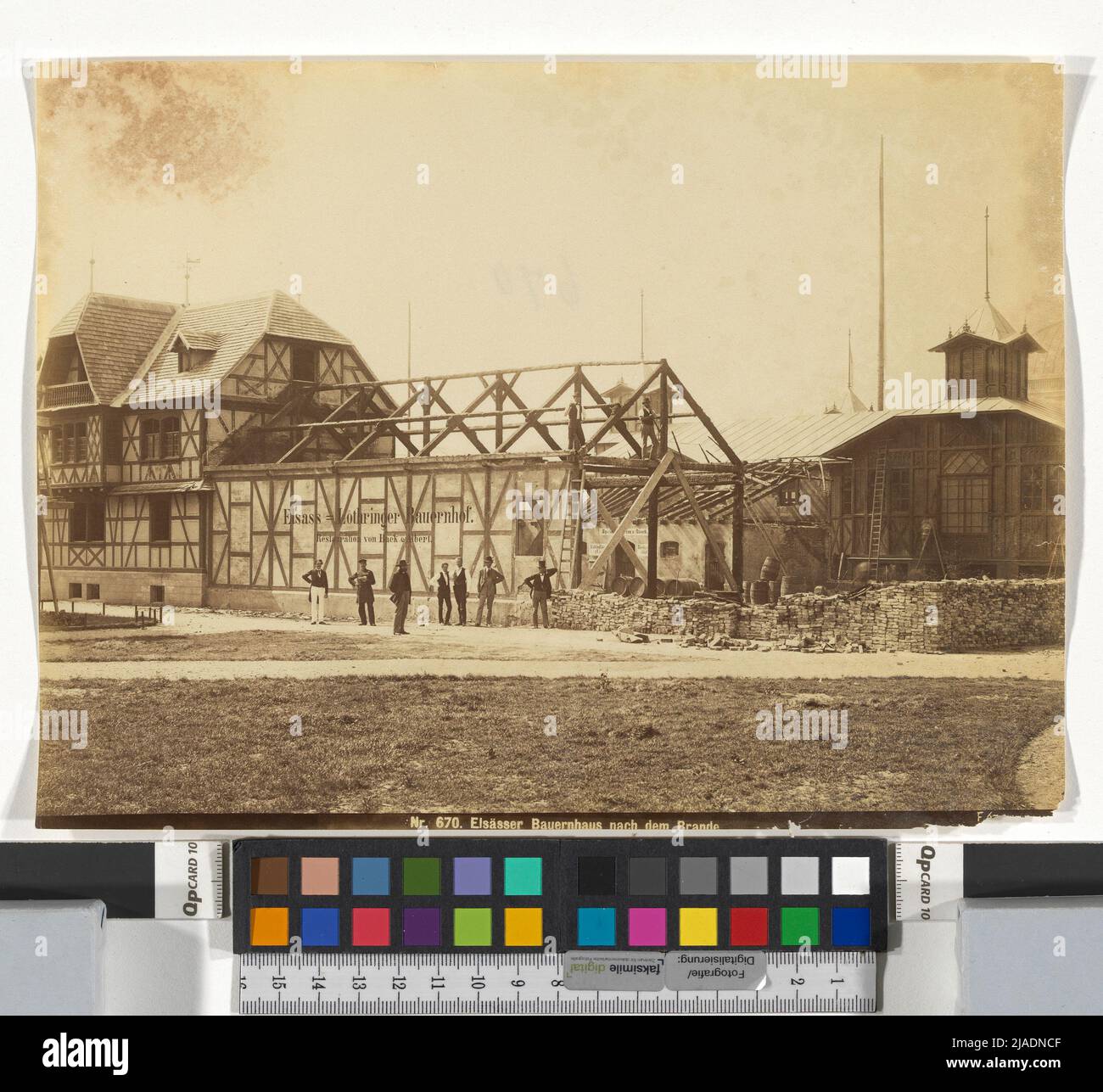World exhibition 1873: "Elsässer farmhouse after the fire" (No. 670 ...