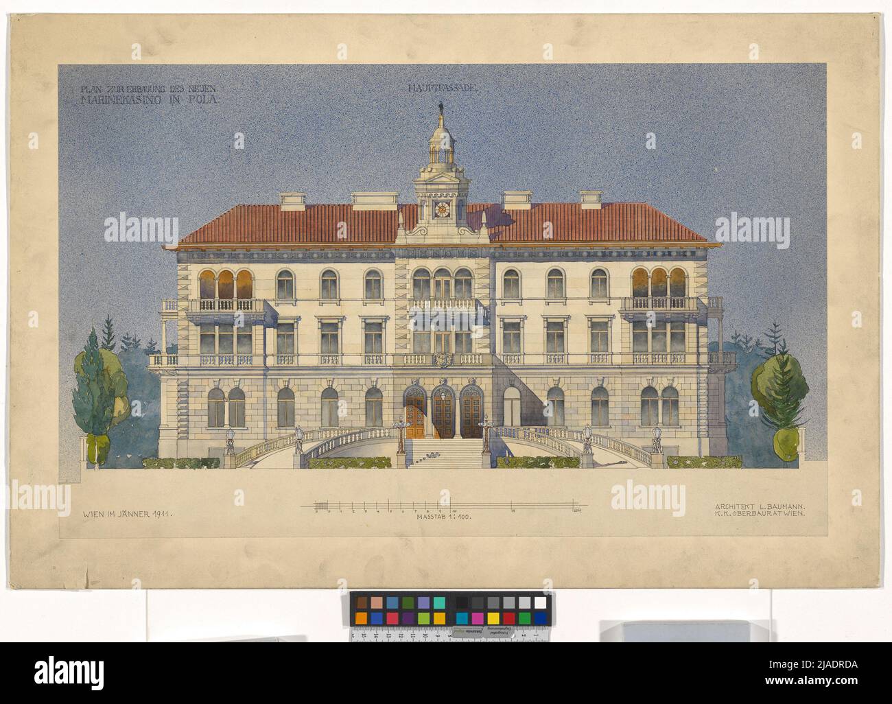 Marinekasino in Pola, outline. Ludwig Baumann (1853-1936), draft Stock ...