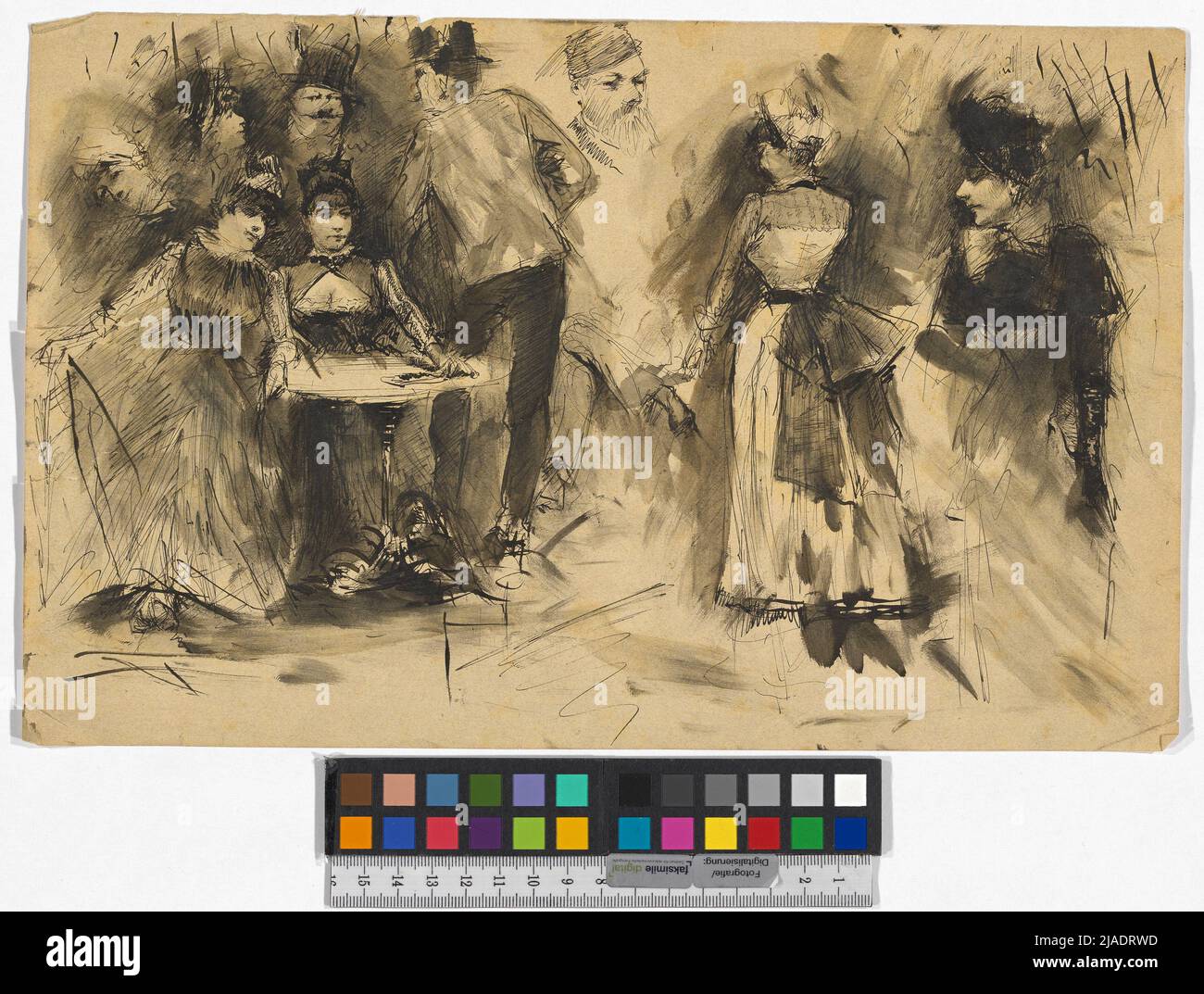 Coffee house scene. Josef Engelhart (1864-1941), artist Stock Photo - Alamy