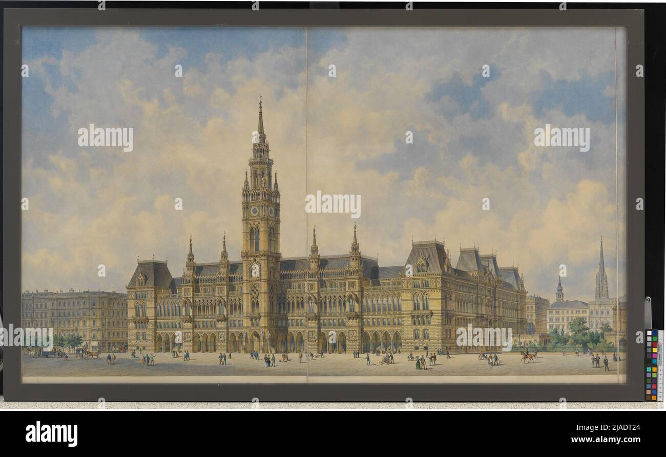 Competition draft for the new building of the town hall, perspective ...