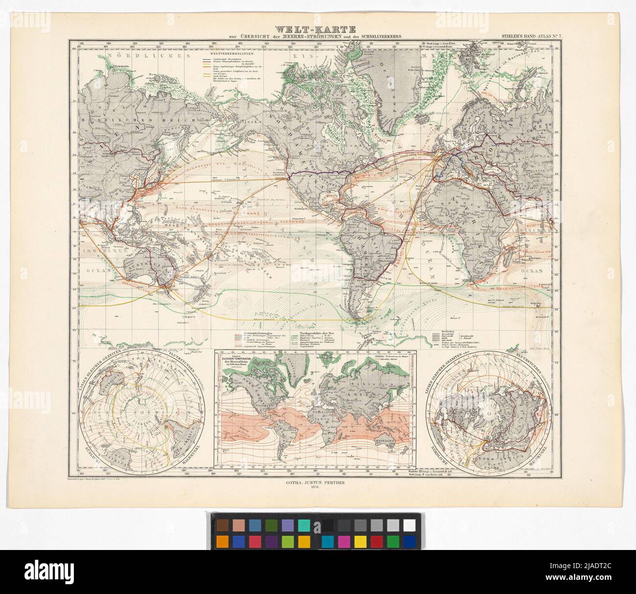 World map for the overview of sea currents and speed traffic, from ...