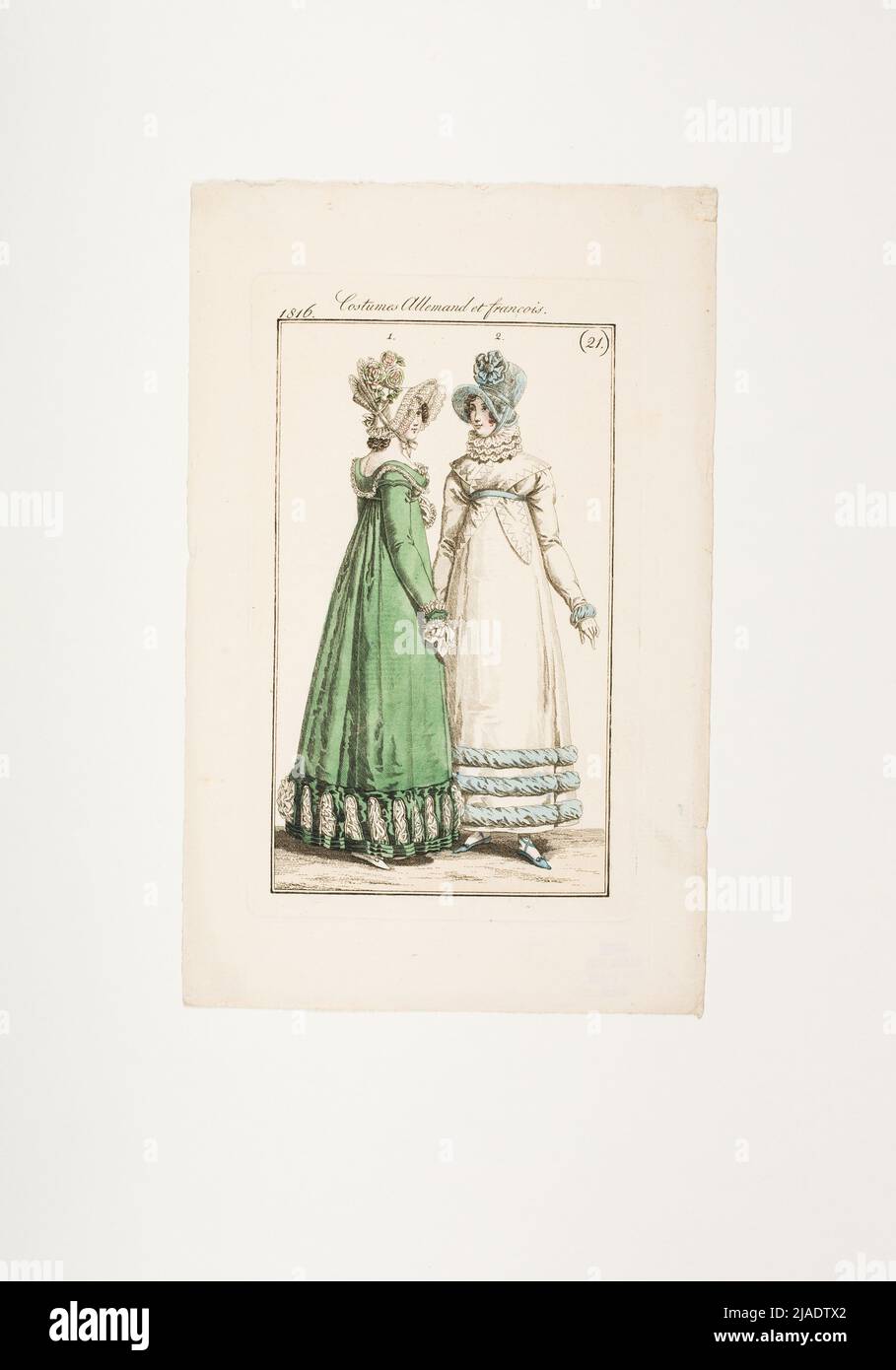 Fashion image: "Viennese lady and French woman with umbrella hats ...