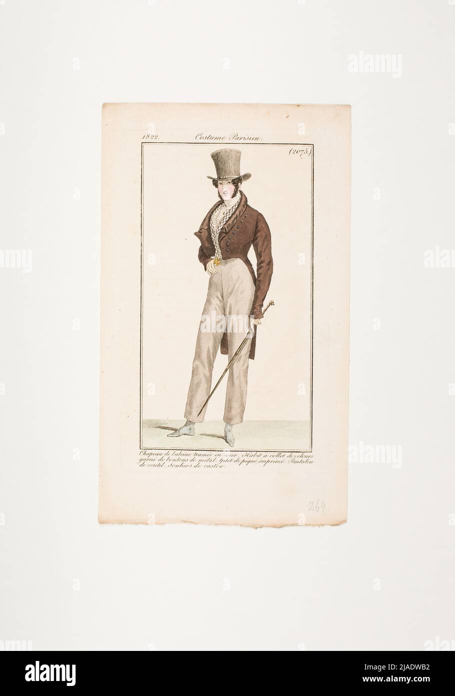 Fashion image: "Frenchman with a cylinder, suit with metal buttons ...
