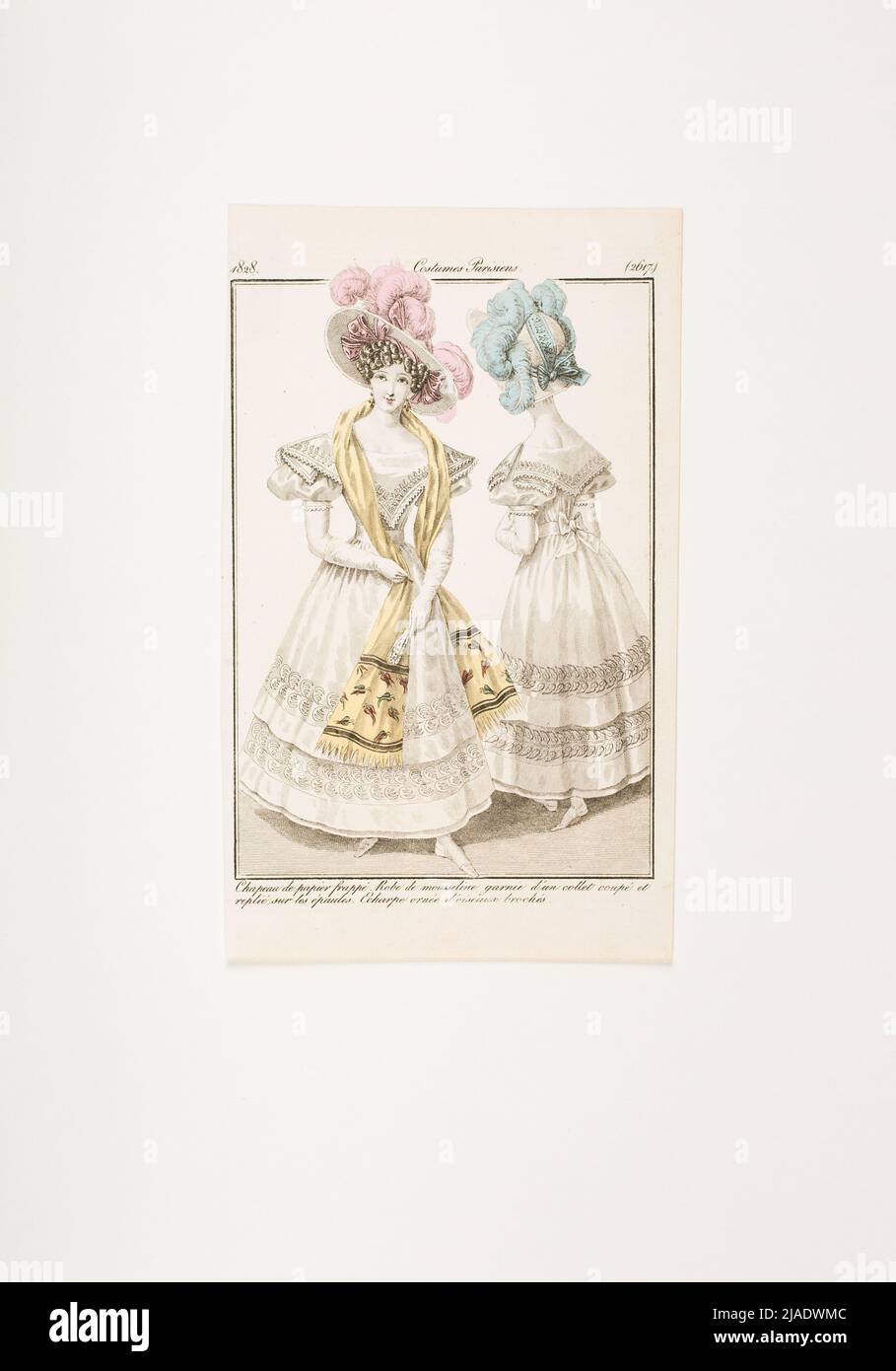 Fashion image: Two women in white musselin clothes with scarf, hats and ...