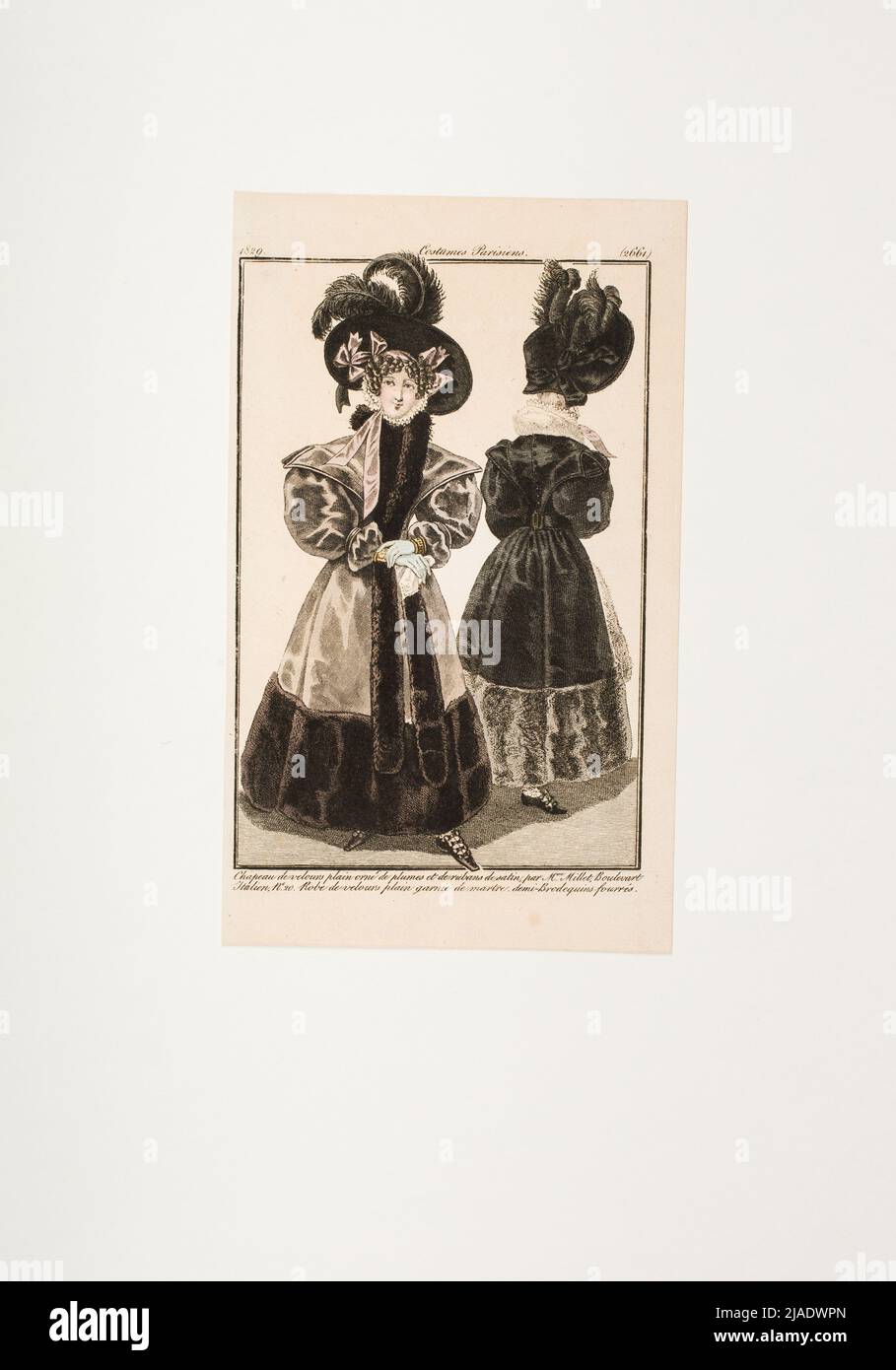 Fashion image: two women with velvet hats and velvet clothes with a ...