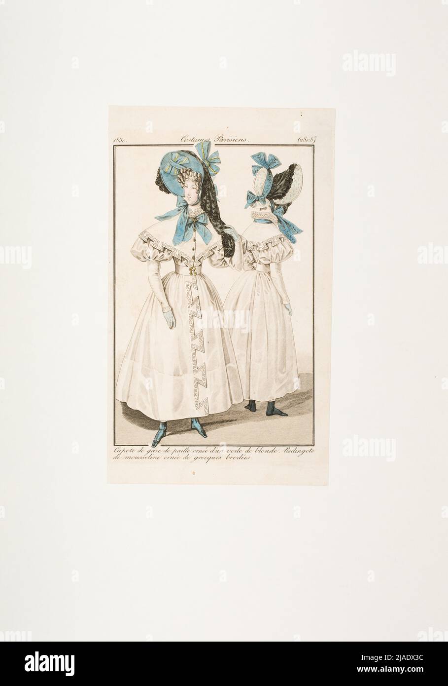 Fashion image: two figures, musselin clothes, embroidery according to ...